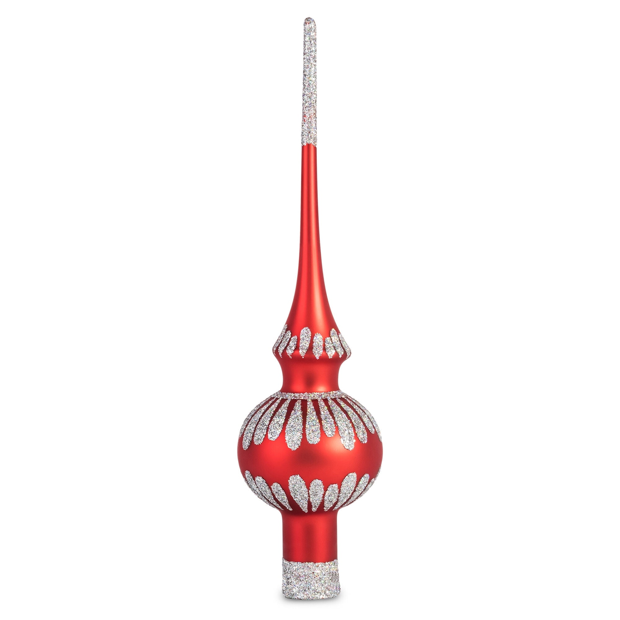 STPgoods Snow Glass Christmas Tree Topper 11" Hand-Painted Christmas ...