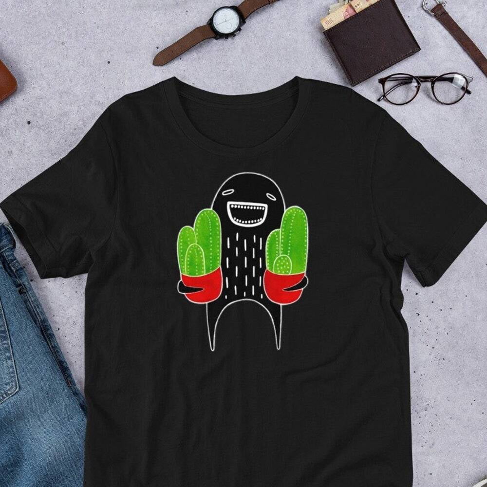 STRAIGHT CUT T-SHIRT Cactus Monster Folk Art Birthday Gifts Funny ...