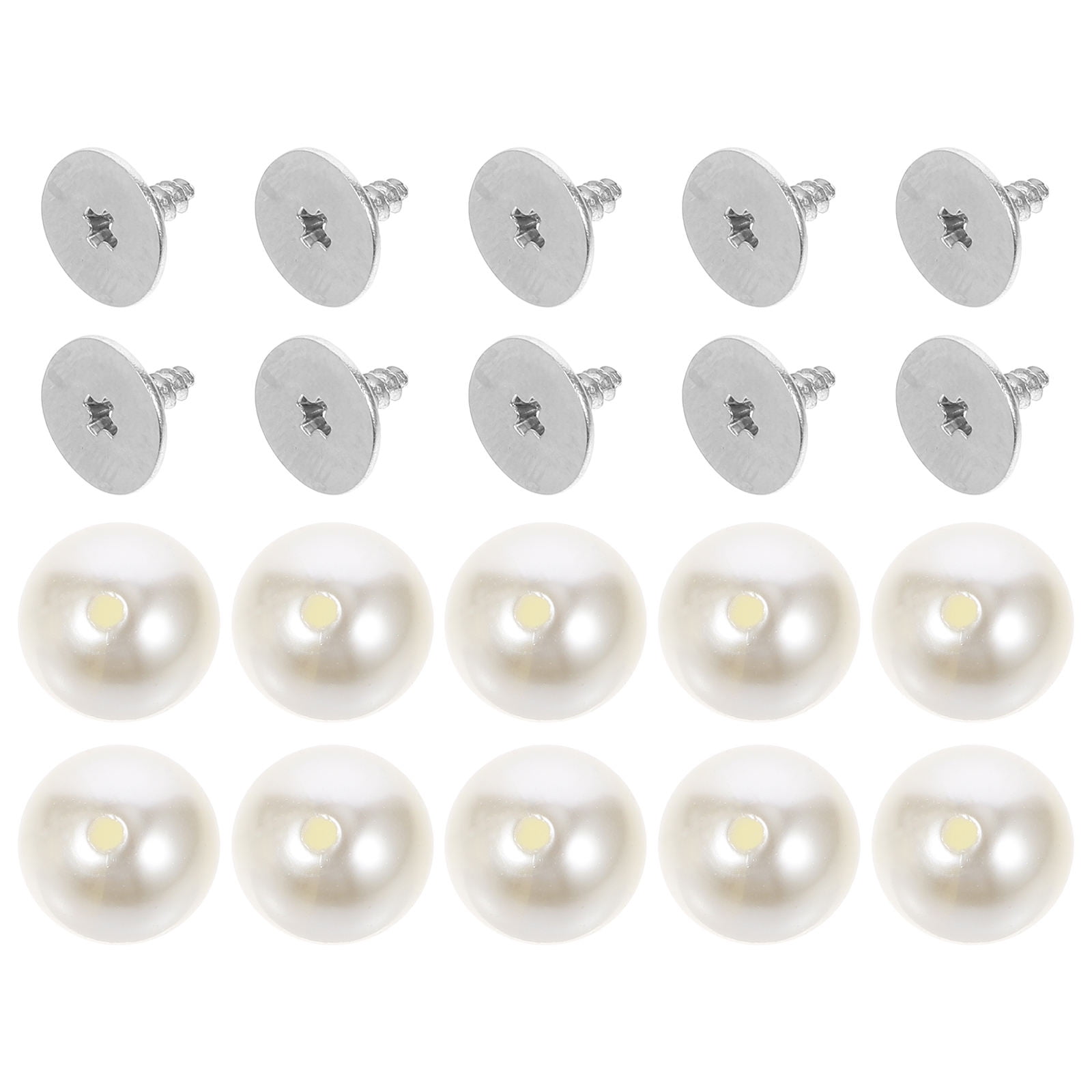 STRANDCHIC 100Set 12Mm Round White Pearl Buttons with Screws for Cuffs ...