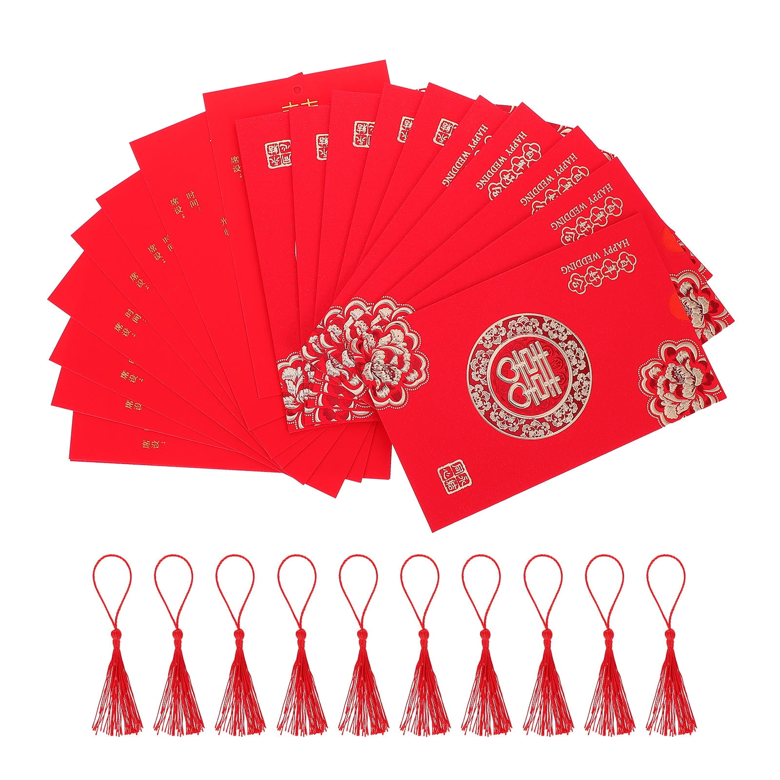 STRANDCHIC 10Set Red and Gold Chinese Style Cards with Elegant Design ...