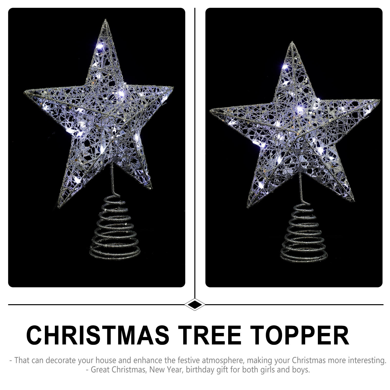 STRANDCHIC 1Pack Battery Powered Lighted Christmas Star Topper ...