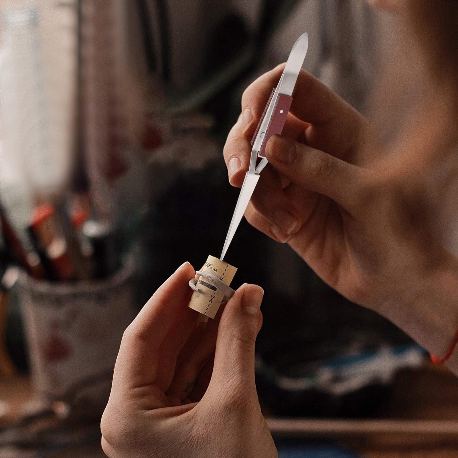 STRANDCHIC 1Pack Cross Locking Tweezers For Soldering And Welding Curved Pointed Tip Precision ...