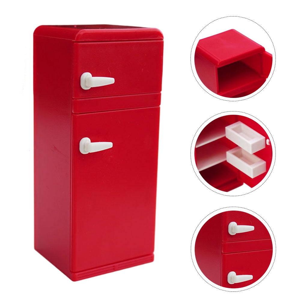 STRANDCHIC 1Pack Fake Mini Refrigerator Toy Red Plastic for Childrens ...