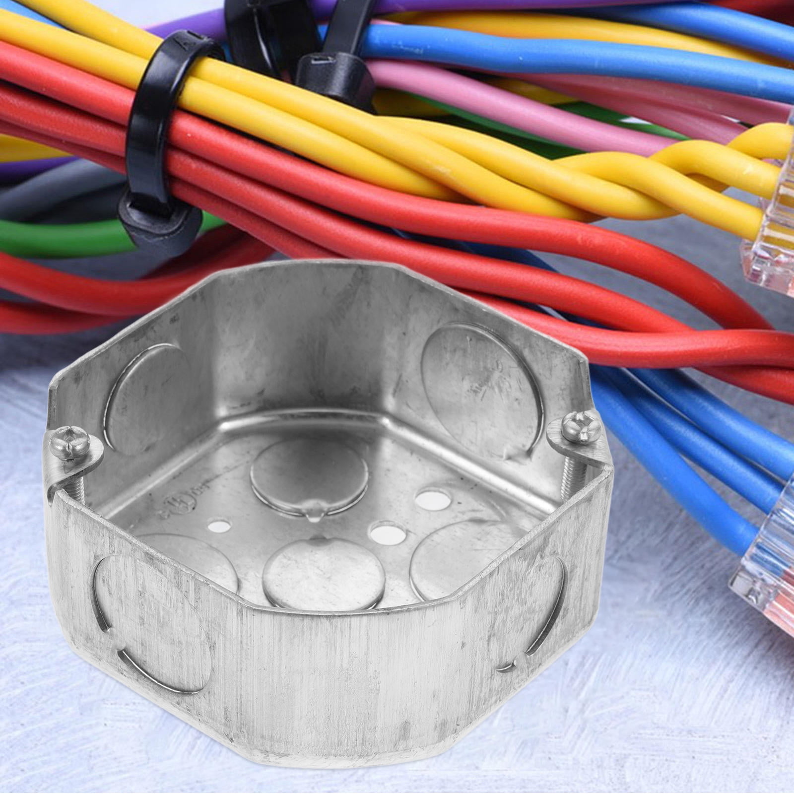 STRANDCHIC 1Pack Galvanized Iron Silver Octagonal Junction Box For ...