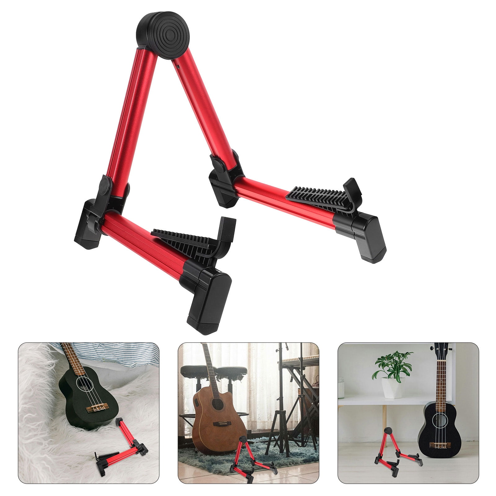 STRANDCHIC Versatile Red Metal Guitar Holder Stand for Acoustic ...