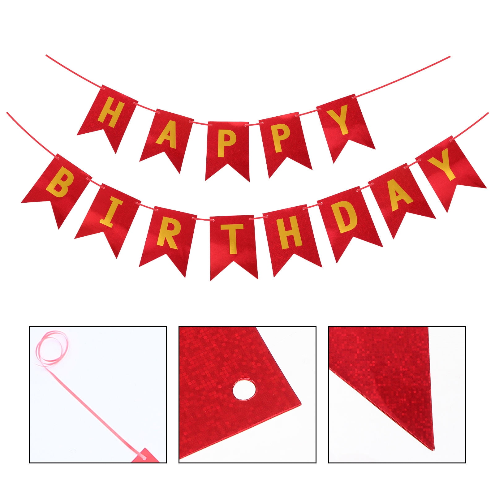 STRANDCHIC Red Paper Birthday Party Banner Pull Flag Decoration for ...