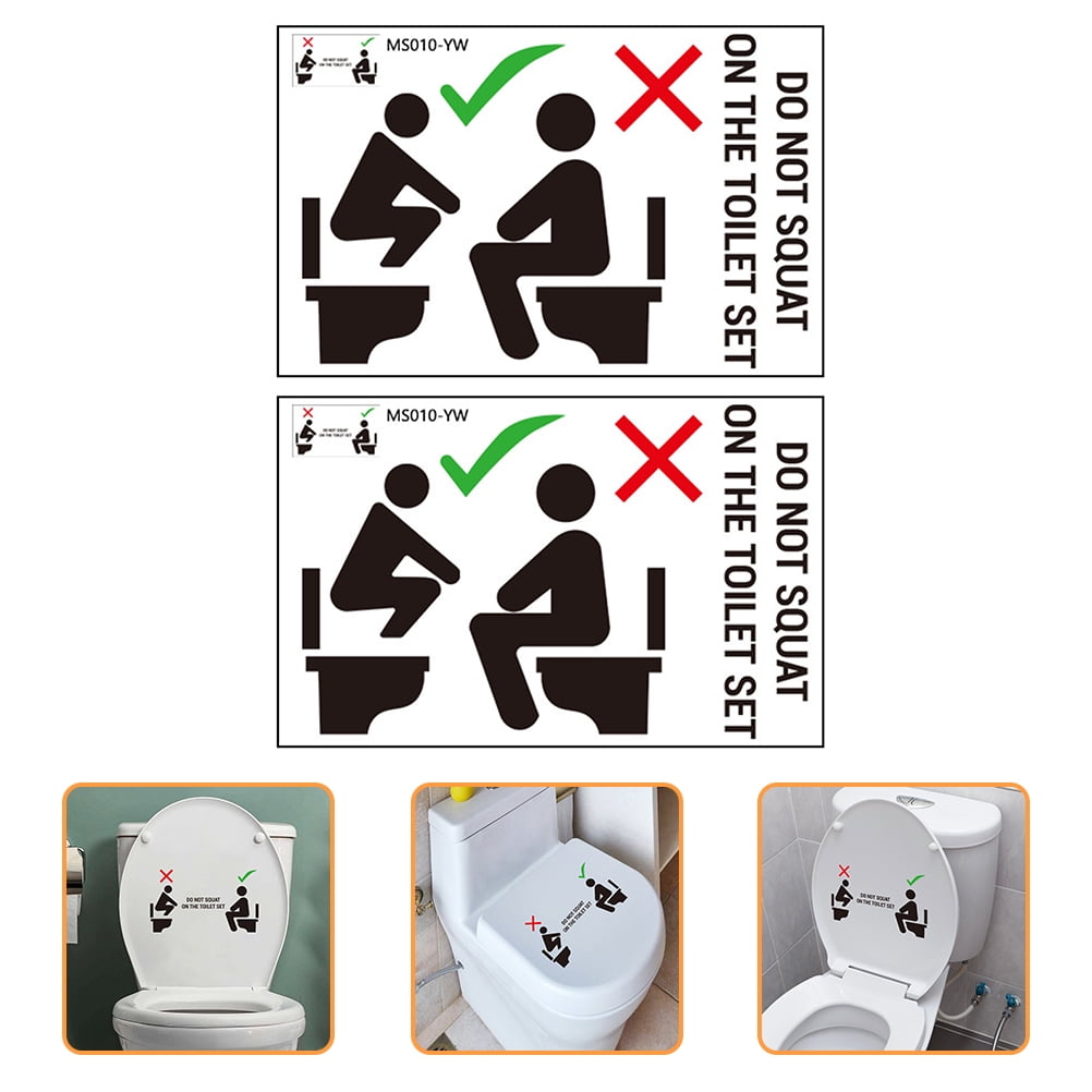 STRANDCHIC Bathroom Warning Signs PVC Wall Stickers for Wash Room Decor ...