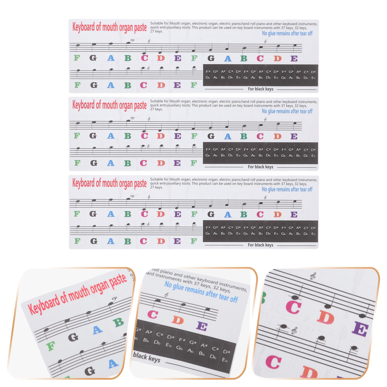 STRANDCHIC 3-Pack Keyboard Practice Stickers with Clear Font, Adhesive ...