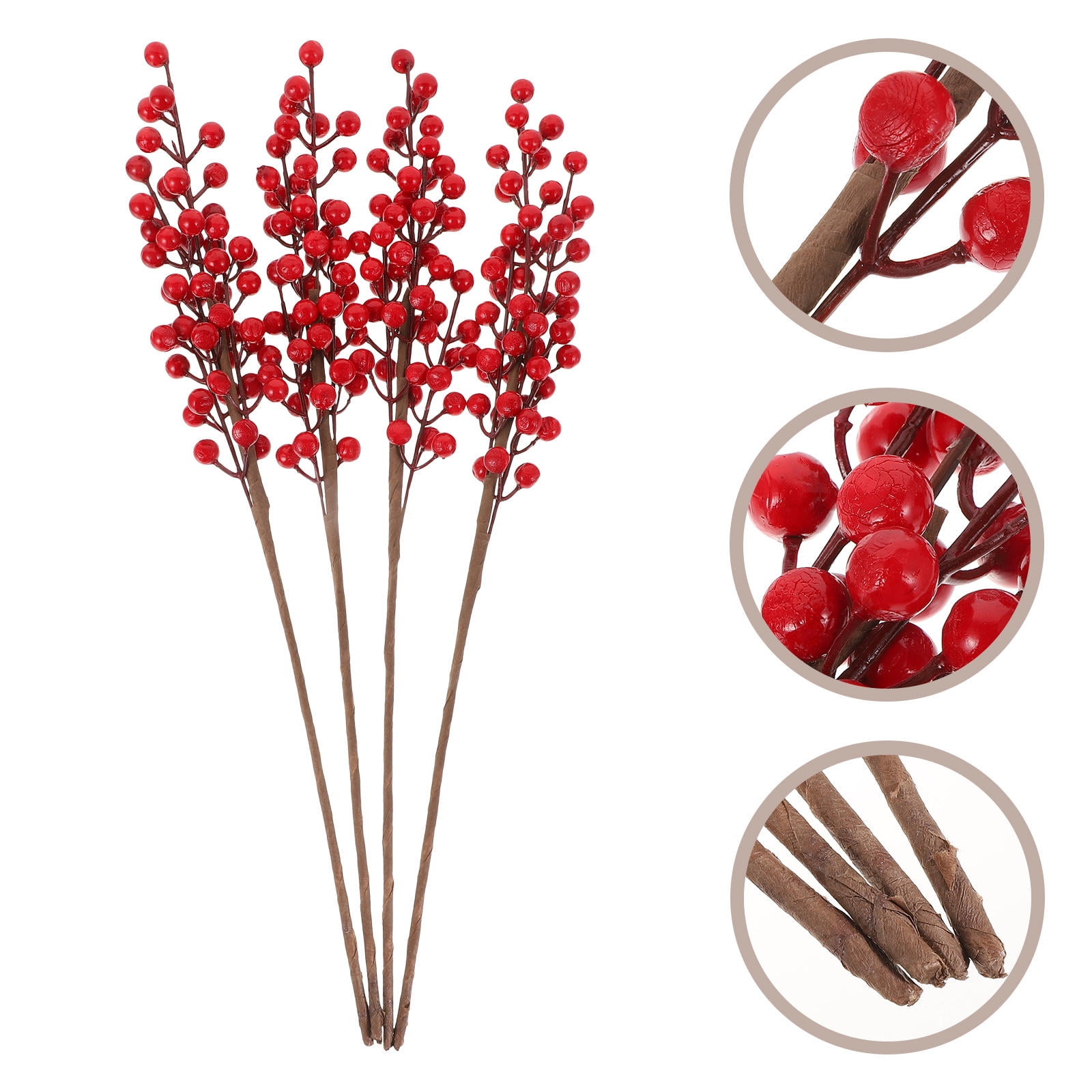 STRANDCHIC 4-Piece Christmas Berry Branch Decorations Synthetic ...