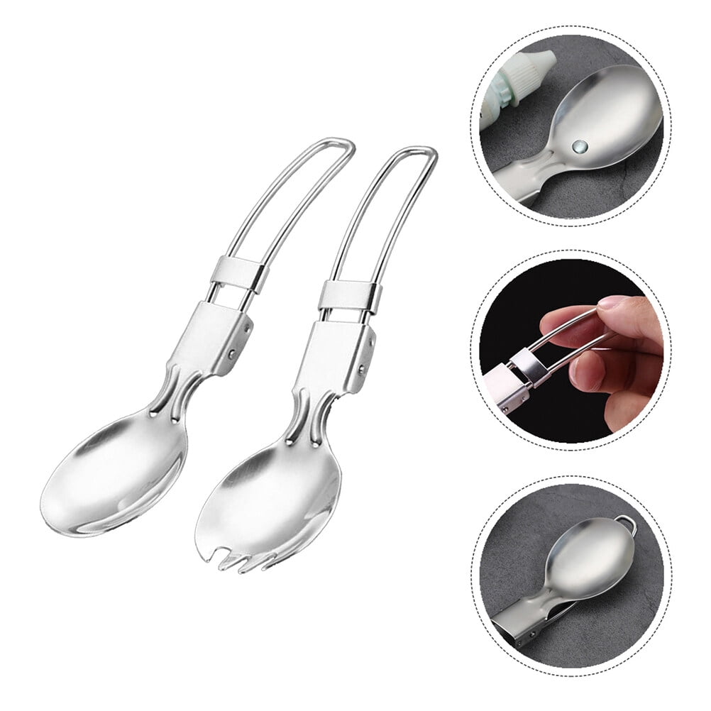 STRANDCHIC 4pcs Reusable Stainless Steel Folding Cutlery Set with Spoon ...