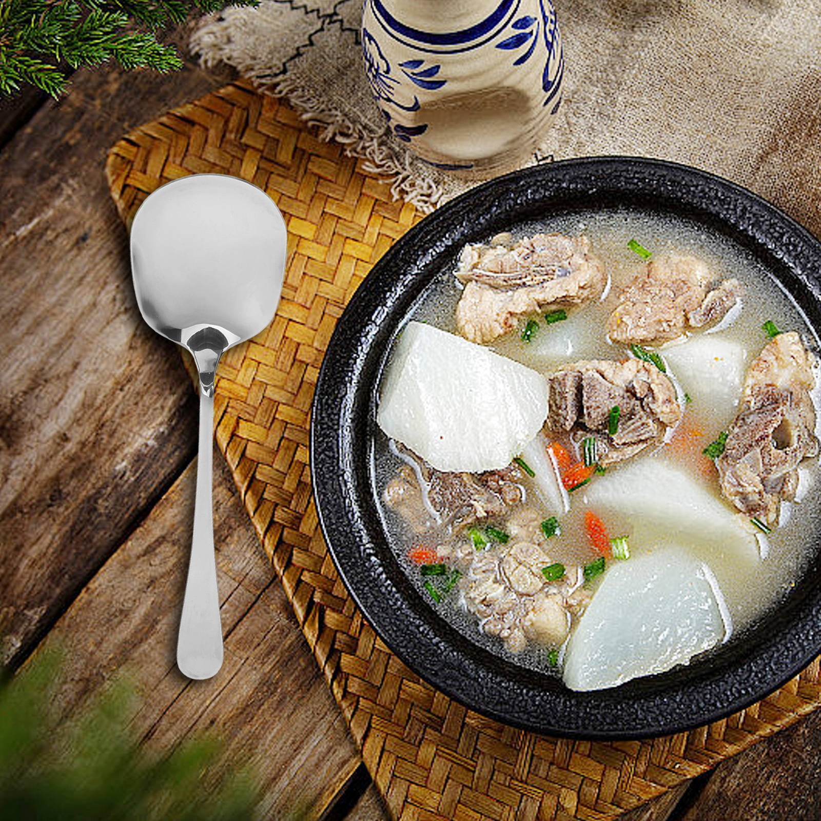 STRANDCHIC Set of 6 Large Stainless Steel Soup Spoons with Comfortable ...