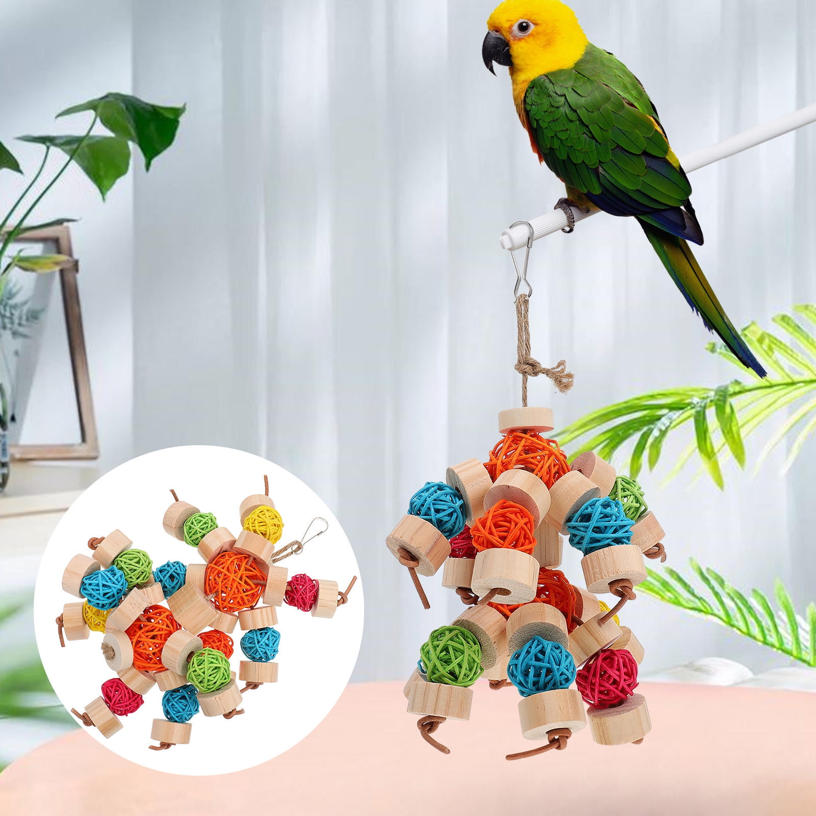 STRANDCHIC Safe Biting Toys Parrot Chewing Toy Rattan Assorted Color ...