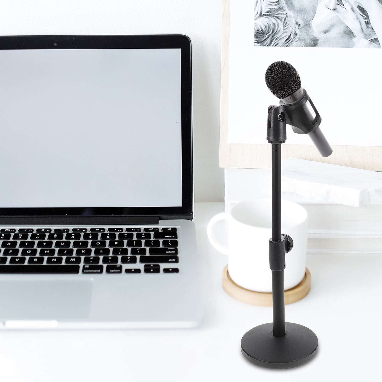 STRANDCHIC Adjustable Black Metal Desktop Microphone Stand with ...