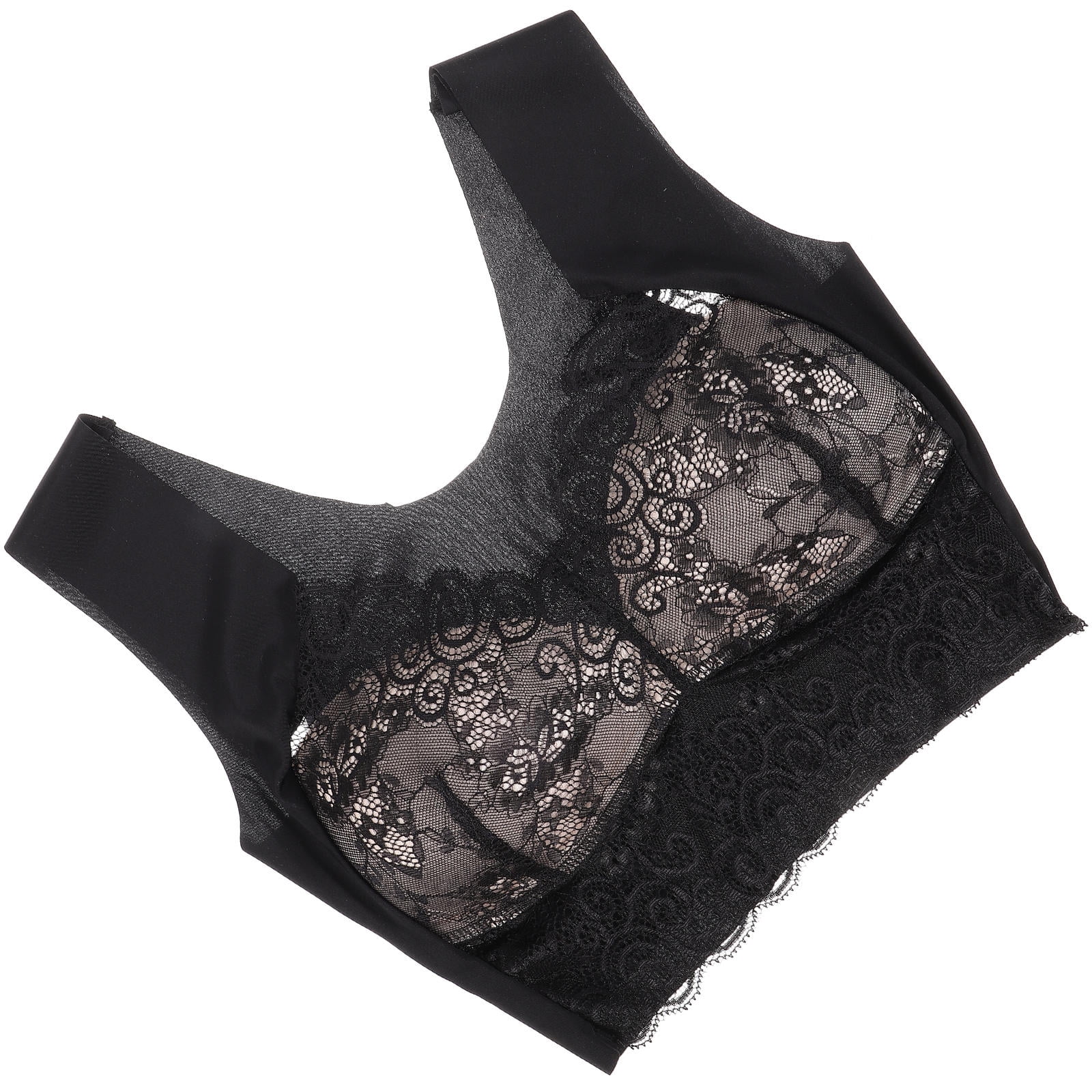 STRANDCHIC Women's Black Wireless Lace Bra, Breathable Seamless ...