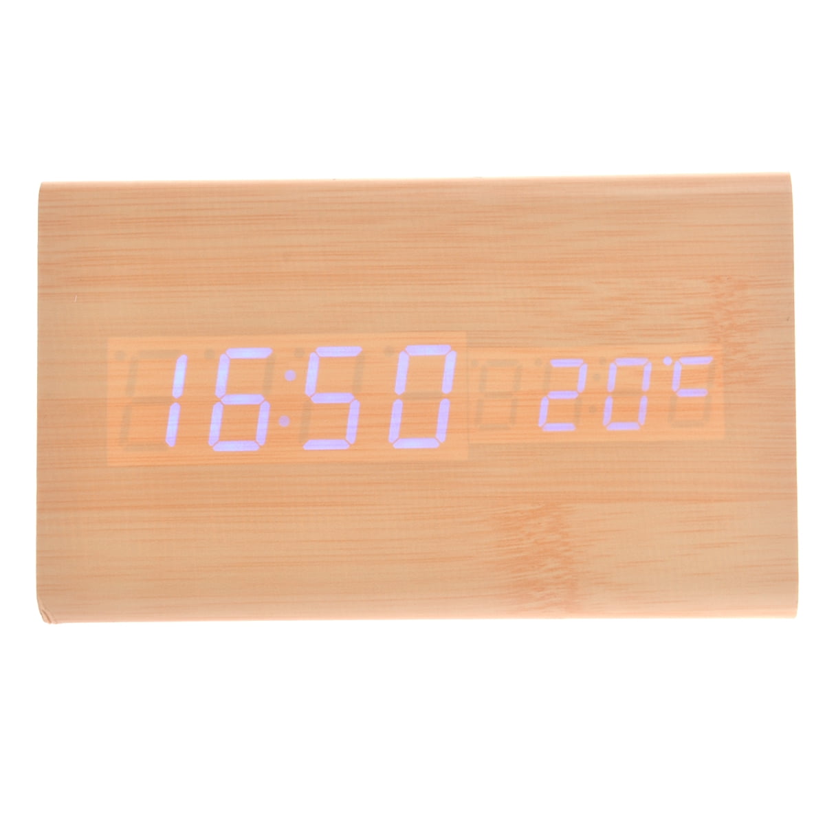 STRANDCHIC LED Wooden Alarm Clock with Temperature Display and ...
