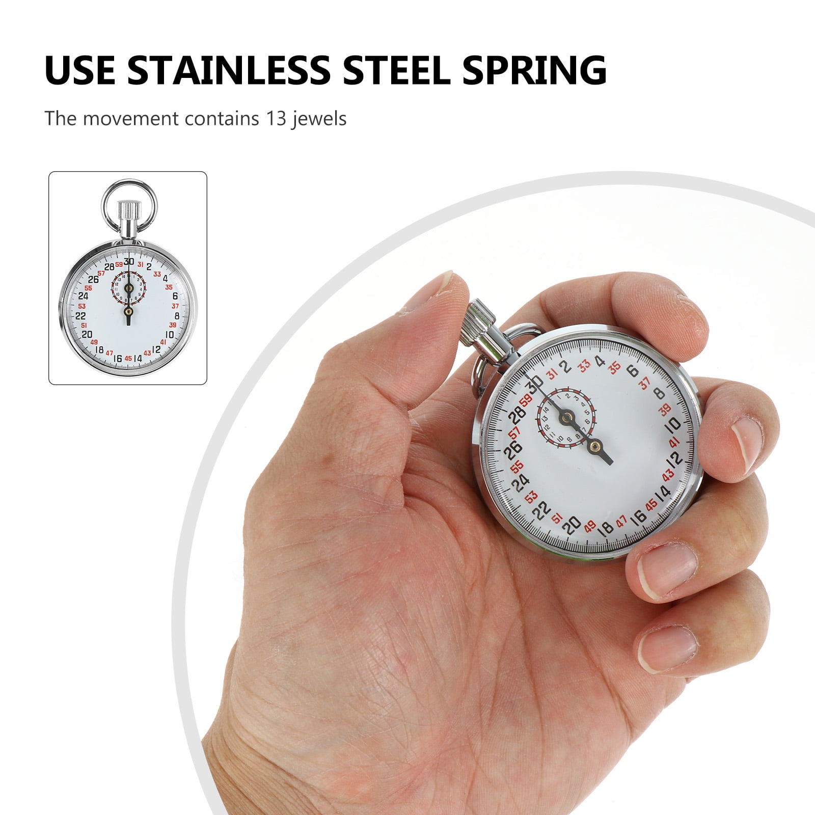 STRANDCHIC Mechanical Stopwatch Practical Silver Material Easy to ...