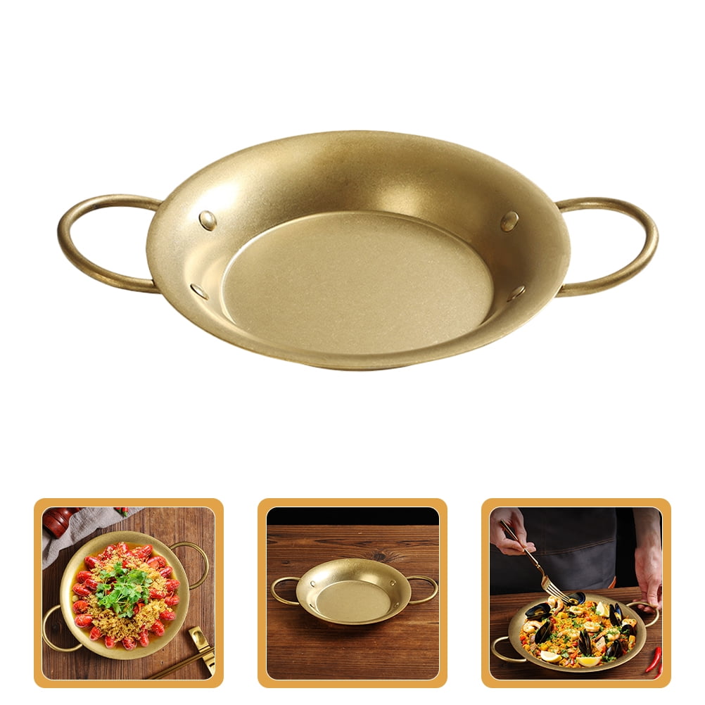 STRANDCHIC Golden Spanish Paella Pan Stainless Steel Dual Handle Design ...