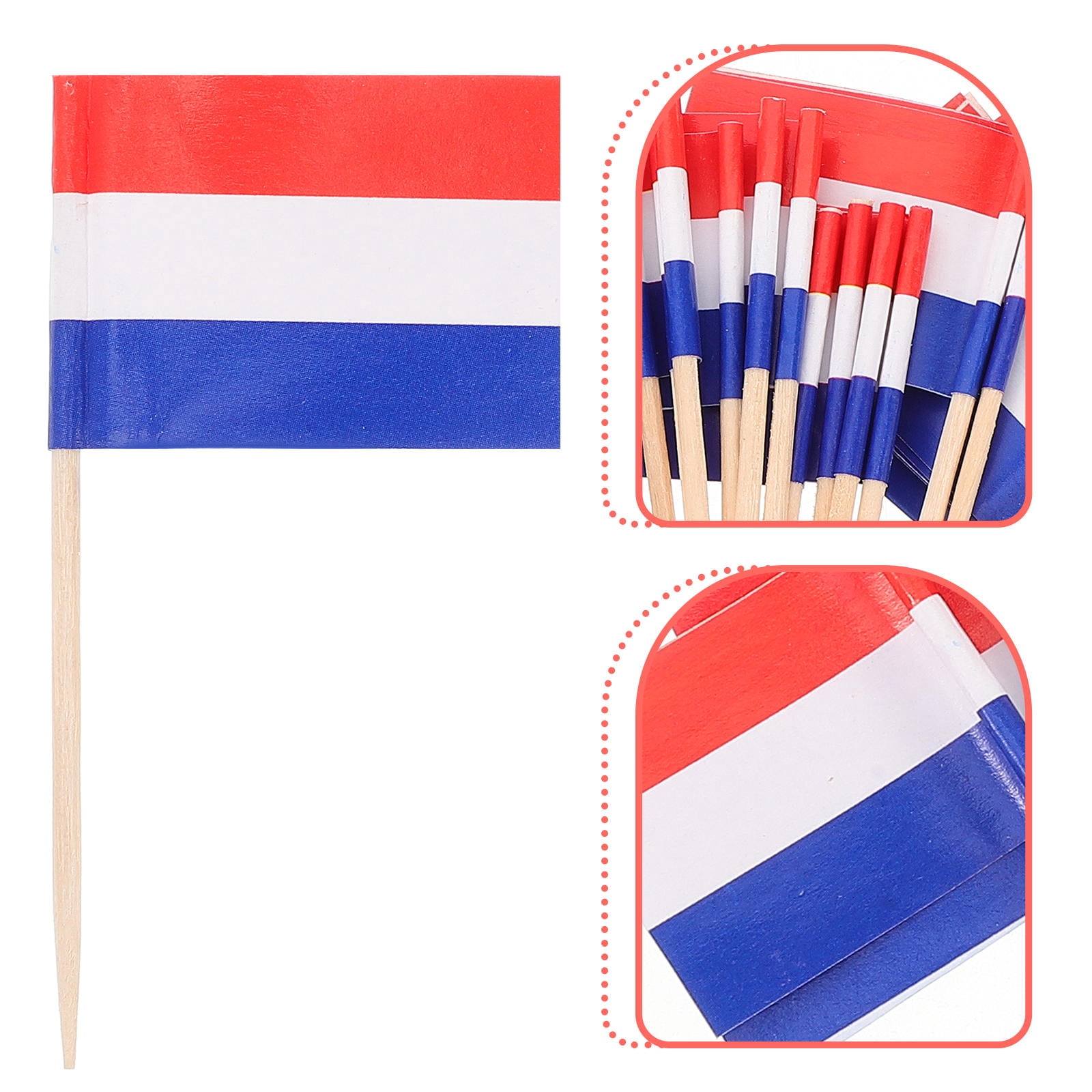 STRANDCHIC Nations Flags Cake Toppers 100Pcs Multi Color Wooden Cloth ...