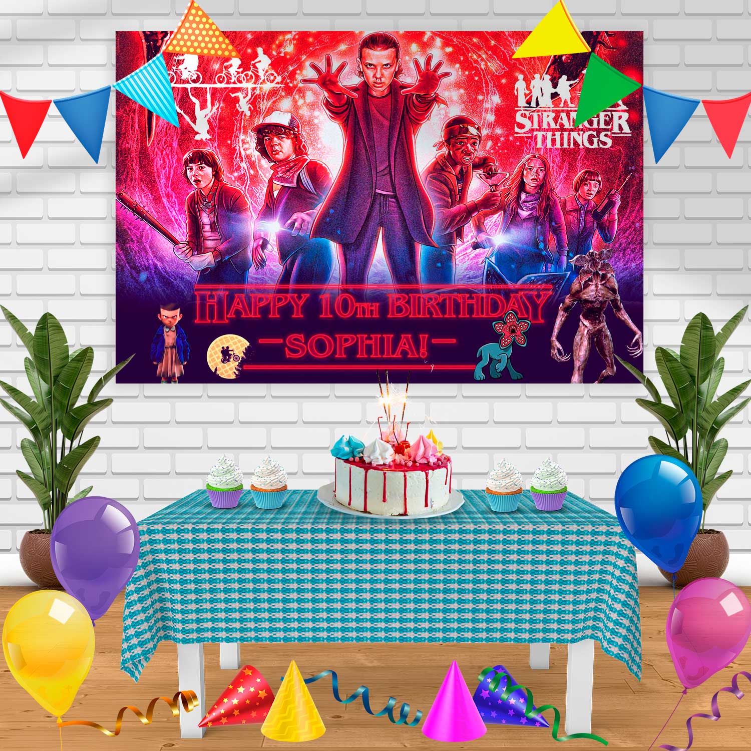 STRANGER THINGS 9 Birthday Banner Personalized Party Backdrop ...