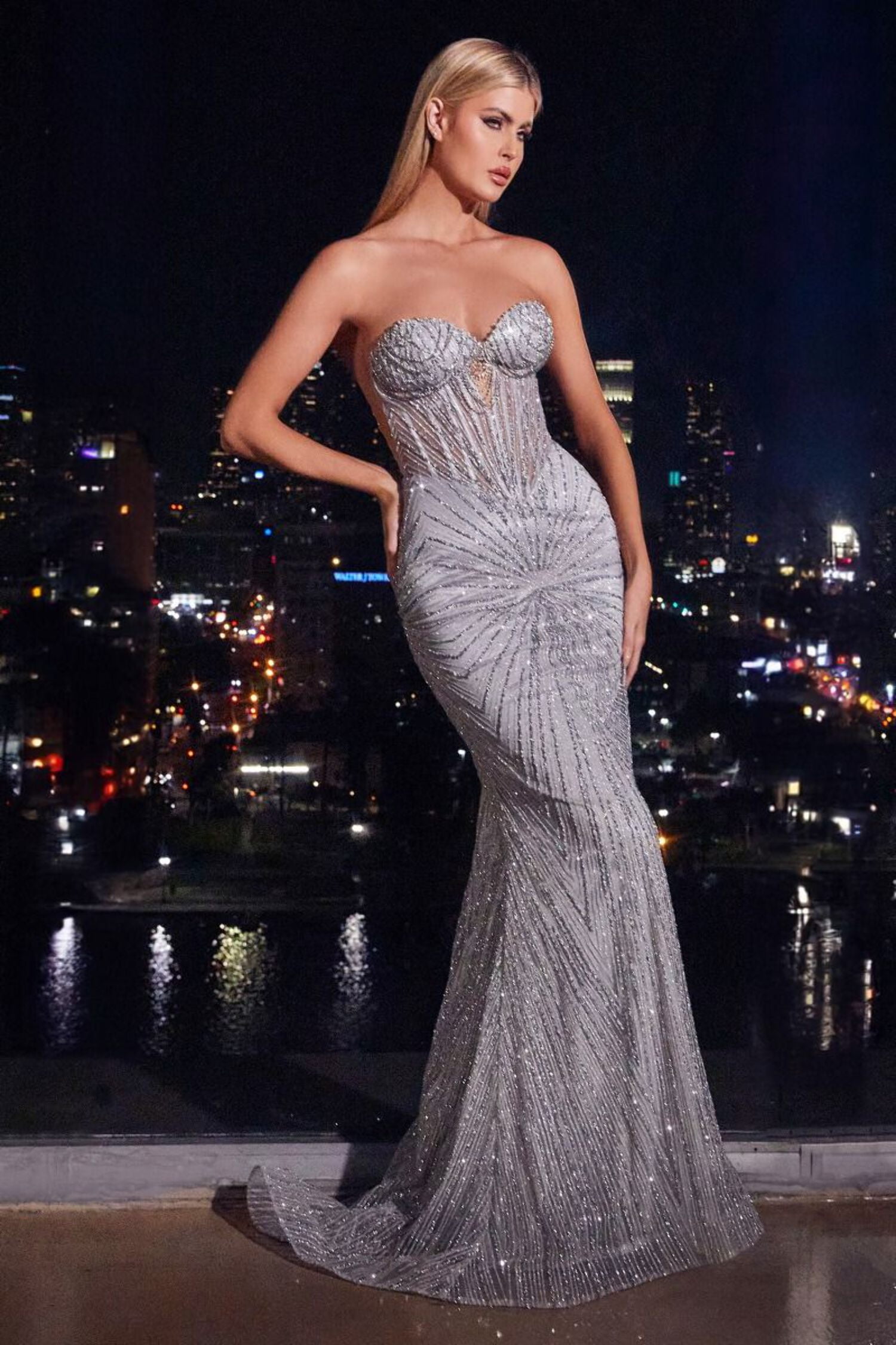 STRAPLESS SILVER EMBELLISHED GOWN - Walmart.com