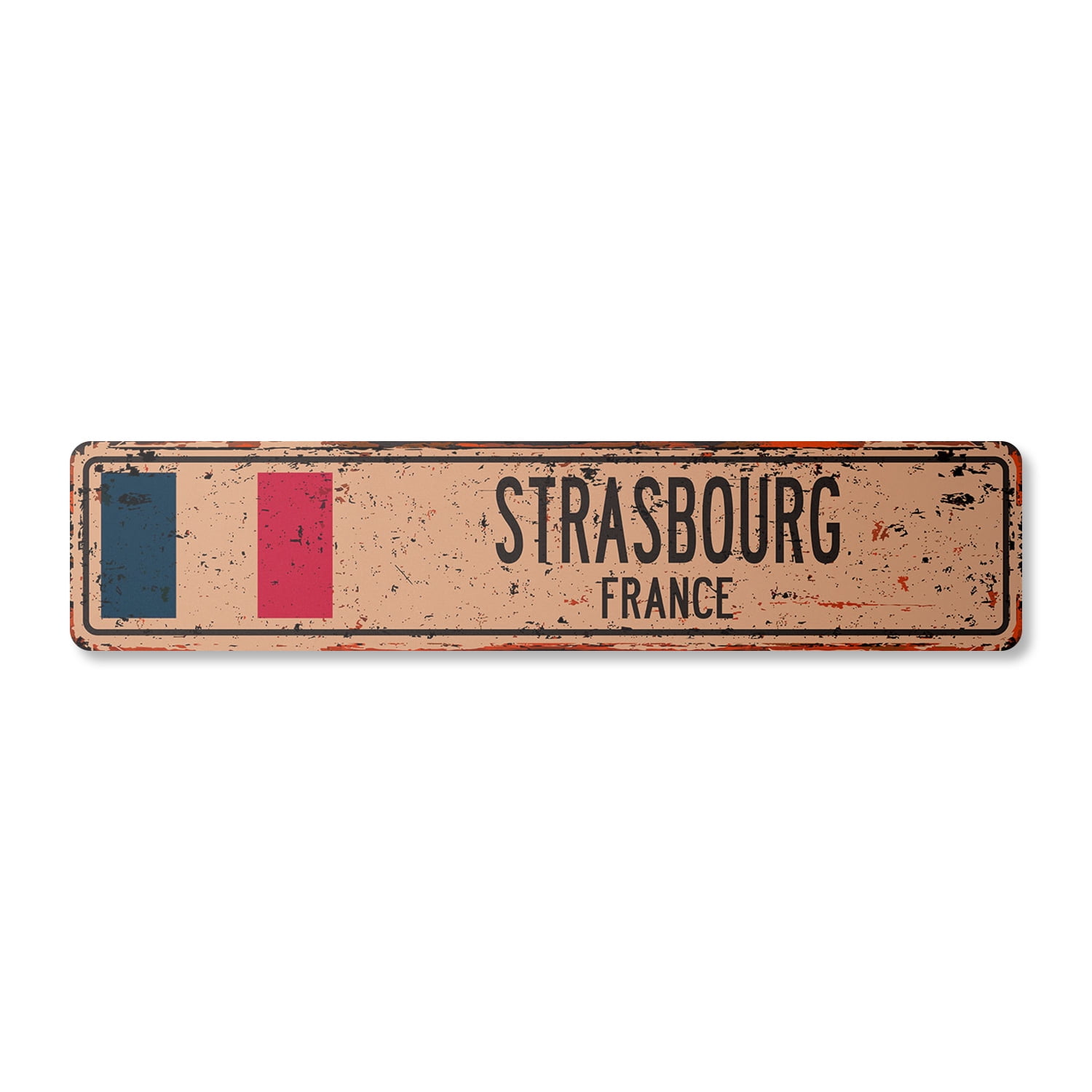 STRASBOURG FRANCE Vintage Plastic Street Sign French flag city country ...