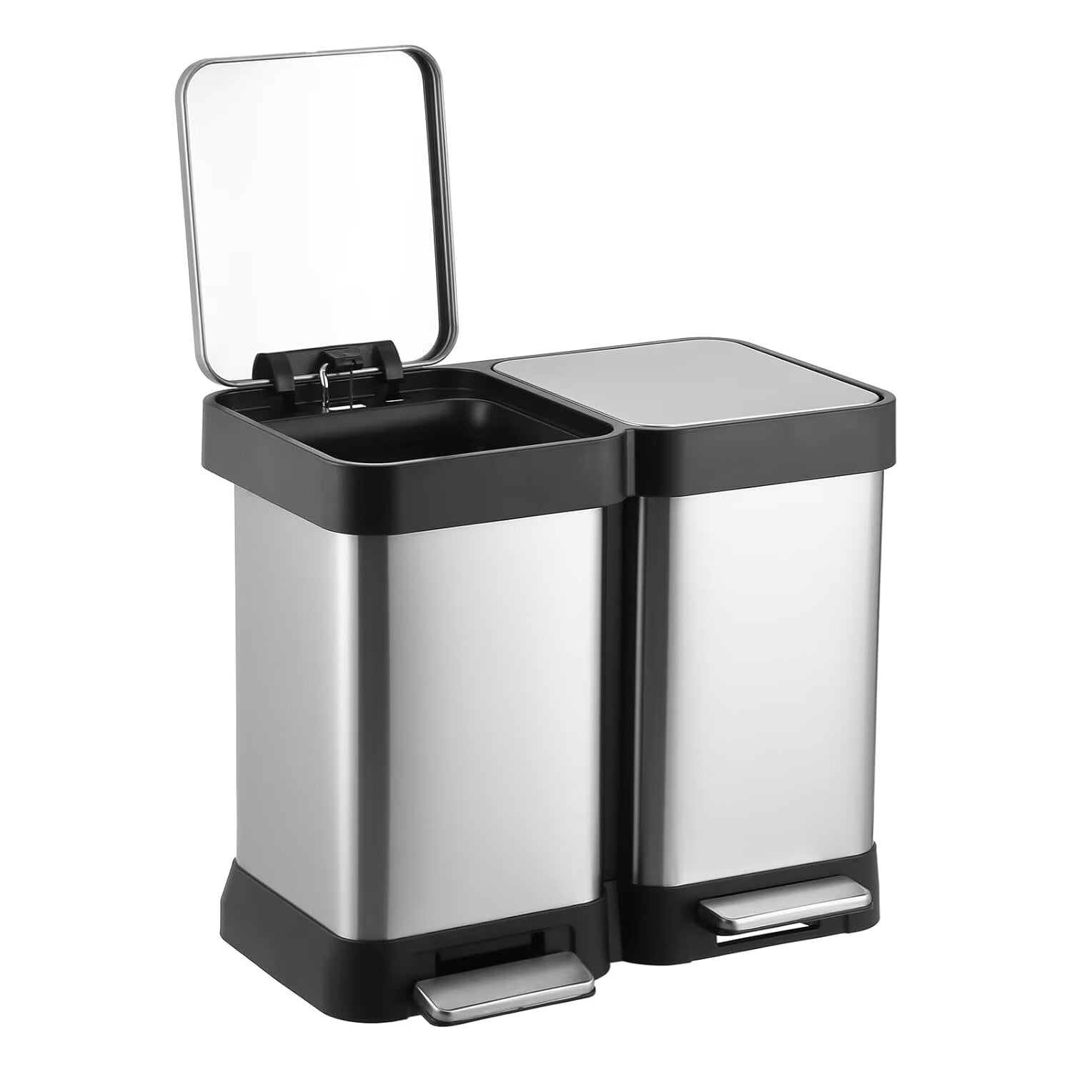 STRELECT 10 Gallon Dual Trash and Recycling Bin, Stainless Steel ...