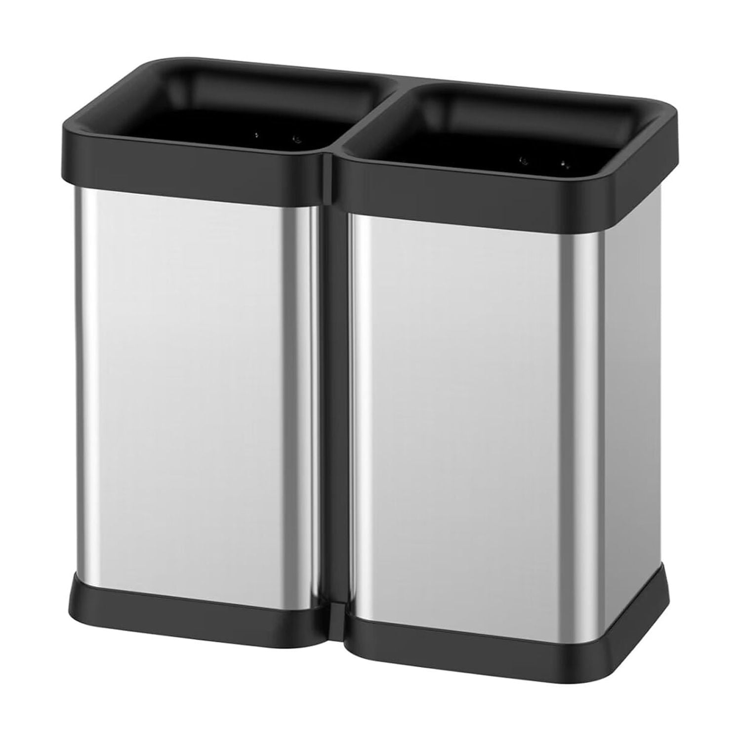 STRELECT 13 Gallon Stainless Steel Trash Can, 50L Dual Compartment, Metal Kitchen Recycle Bin ...