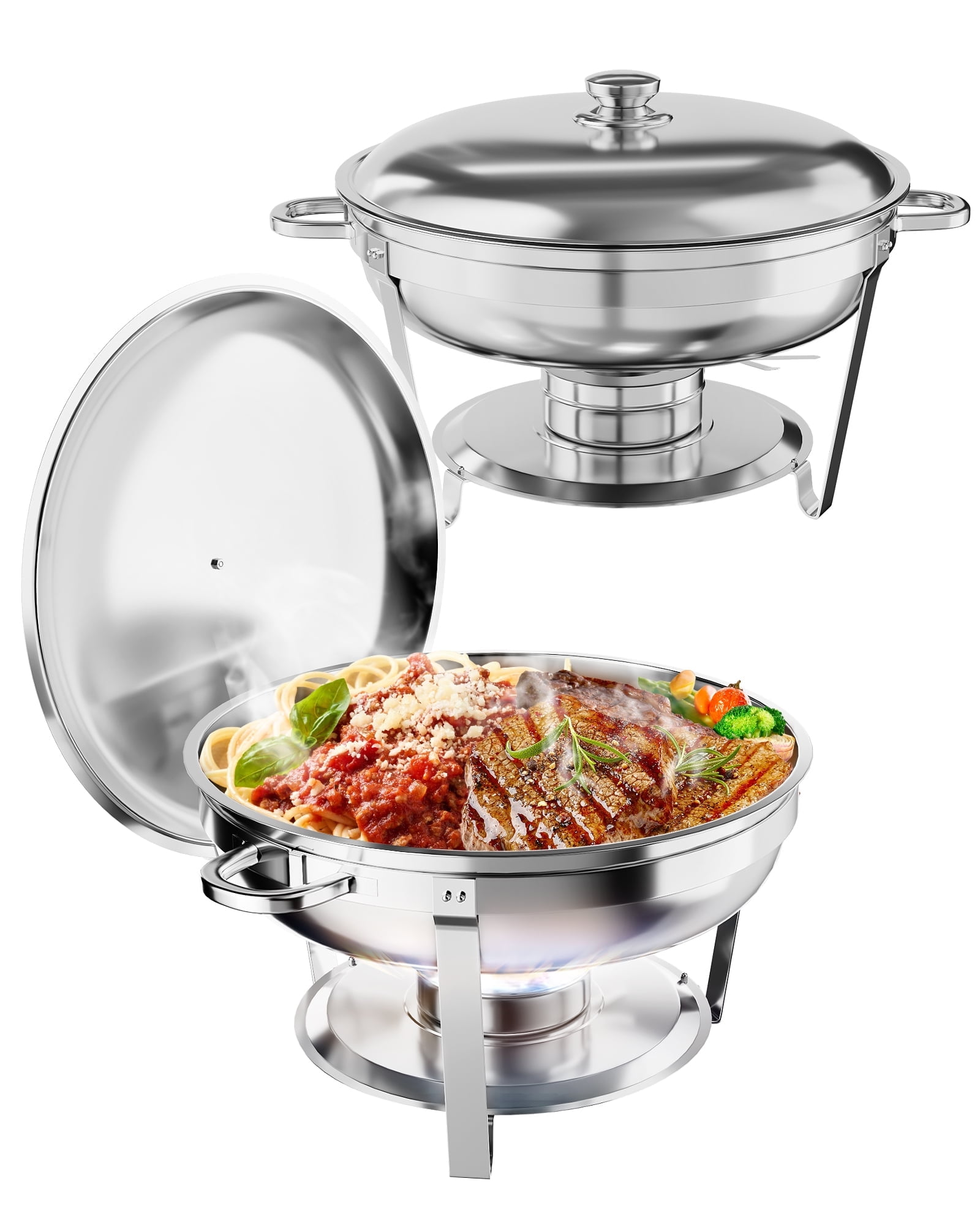 STRELECT 5QT Chafing Dish Buffet Set of 2, Round Stainless Steel Chafer ...