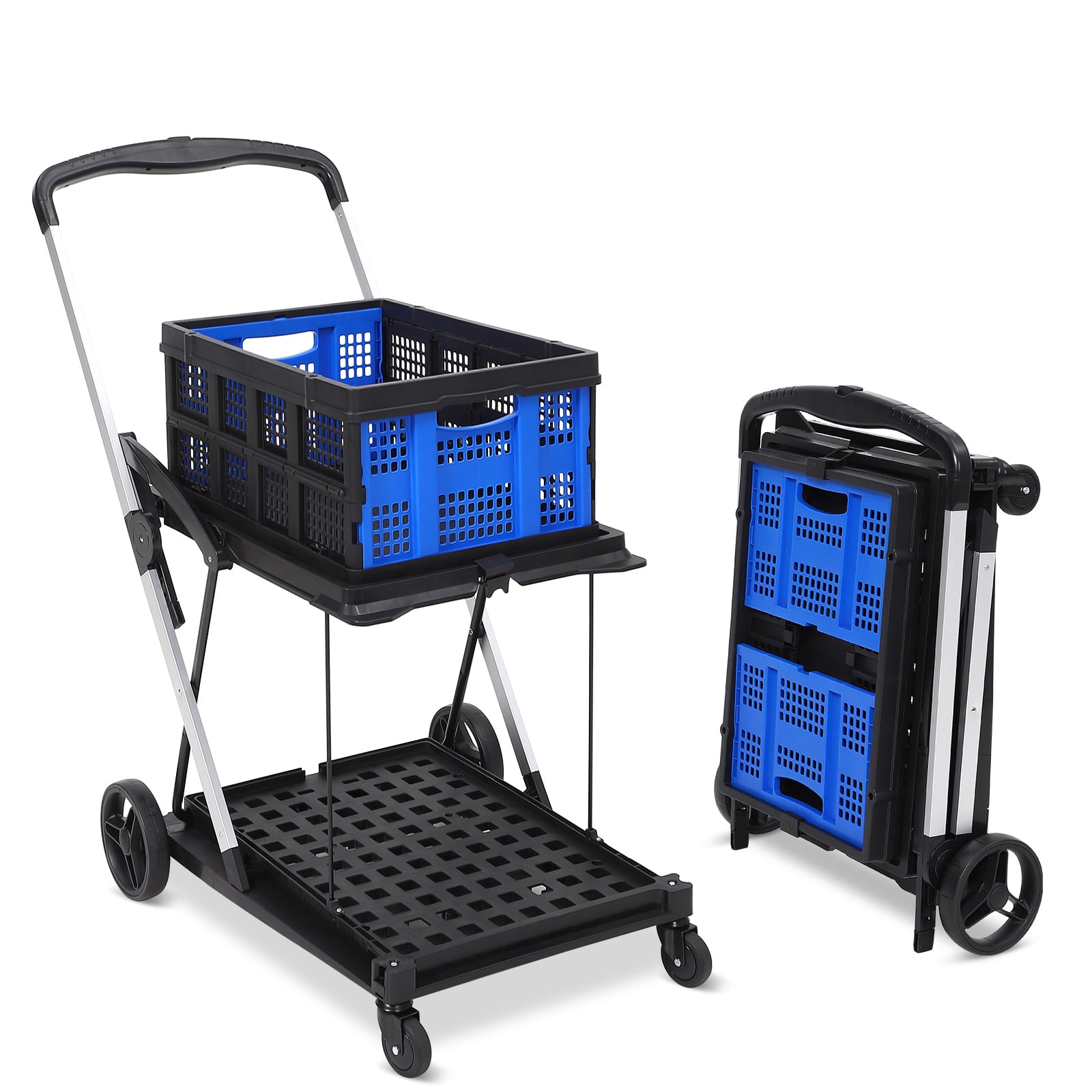 STRELECT Folding Shopping Cart with Wheels, Collapsible Cart with ...