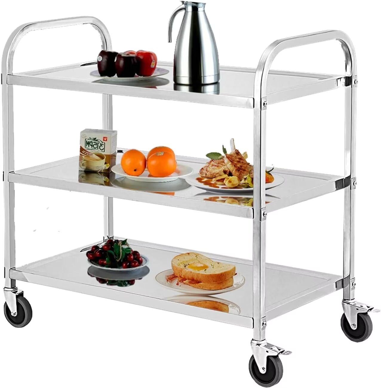 STRELECT Heavy Duty Stainless Steel Utility cart, Industrial Serving ...