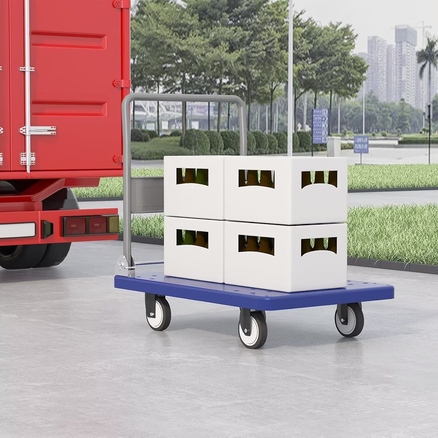 STRELECT Platform Truck, Foldable Push Cart Dolly with 360 Degree ...