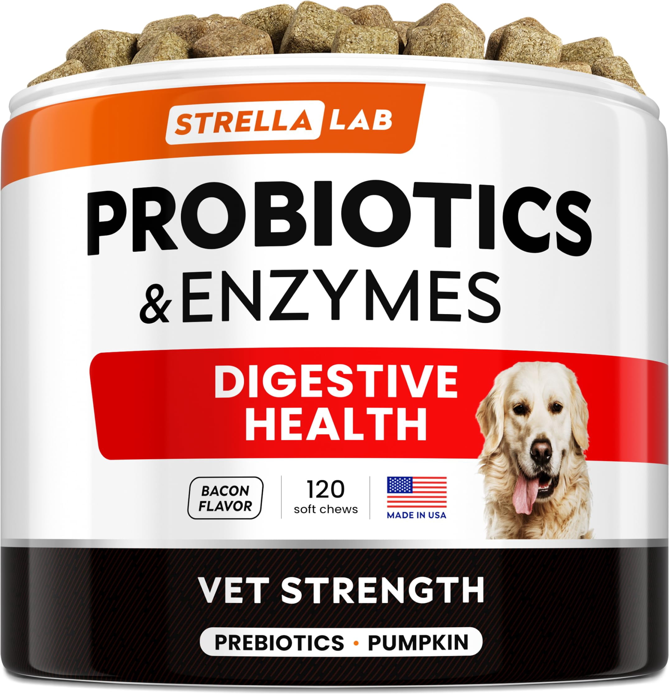 STRELLALAB Vet Strength Dog Probiotics Treats - 1 Billion CFU ...