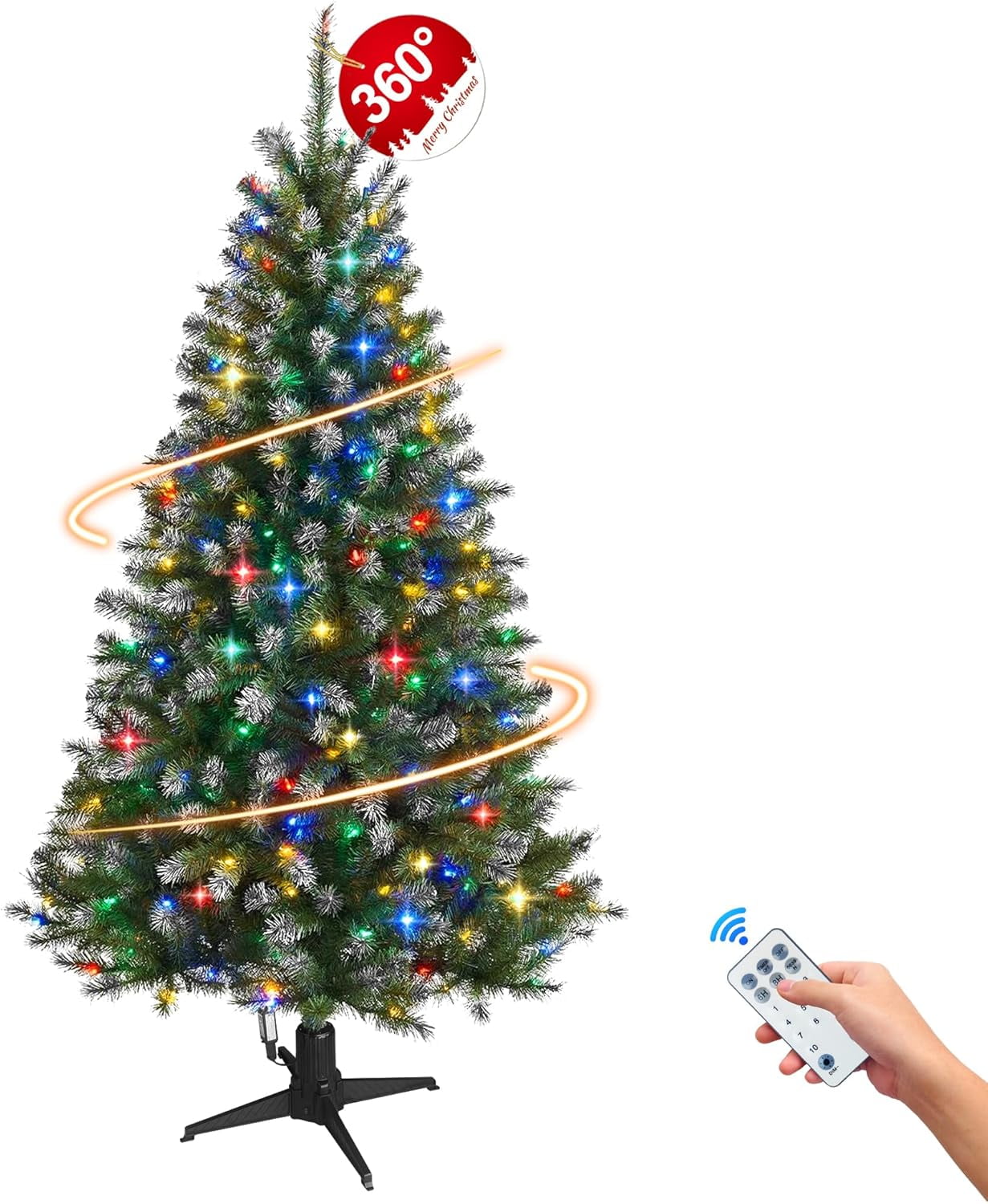 STRIGHT Rotating Artificial Christmas Tree with LED Lights, 6FT 360 ...