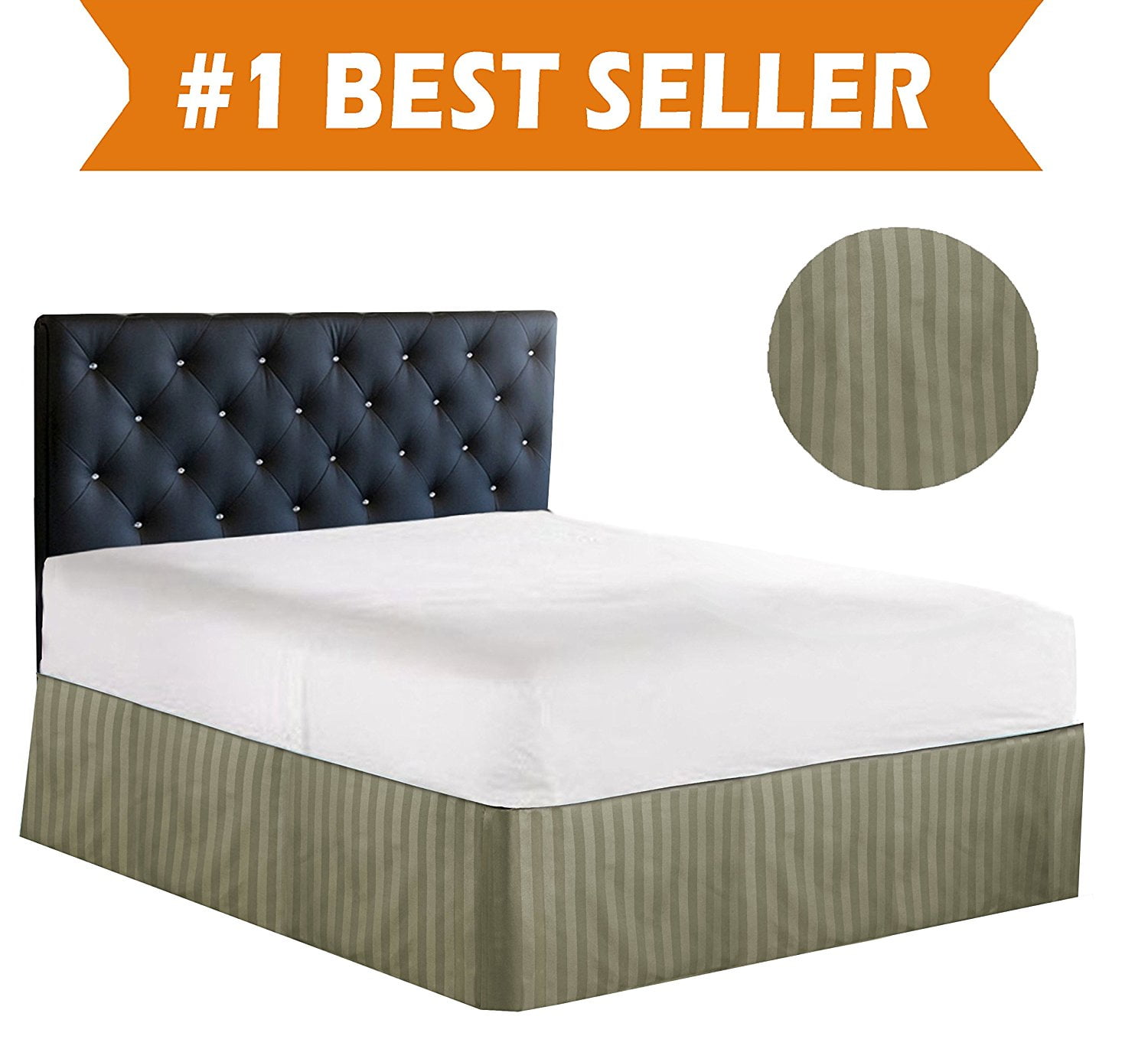 STRIPE Bed Skirt Dust Ruffle King Sage/Green - Walmart.com