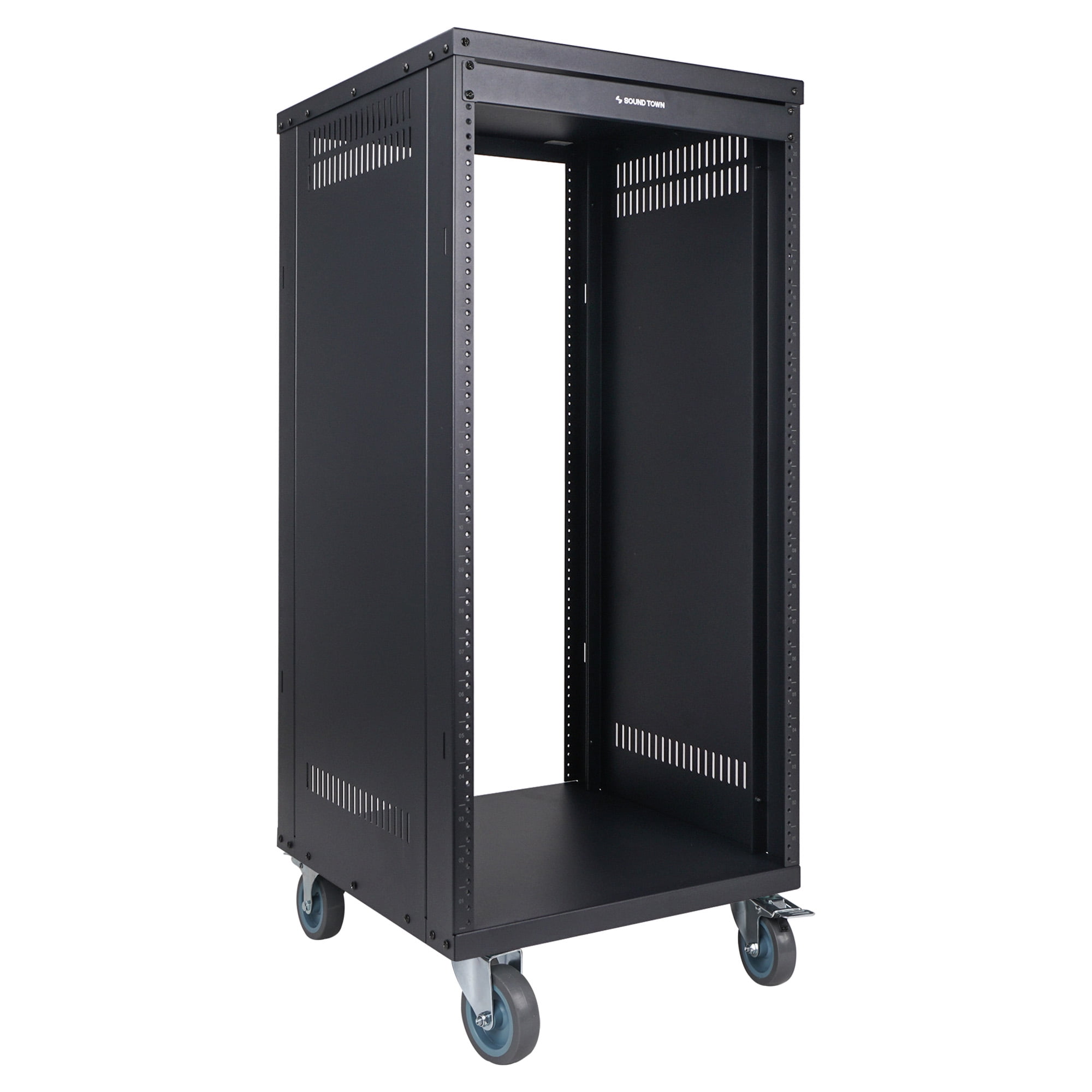 Sound Town 21U Universal Steel Rack, STRK-M21U, w/ Locking Casters ...