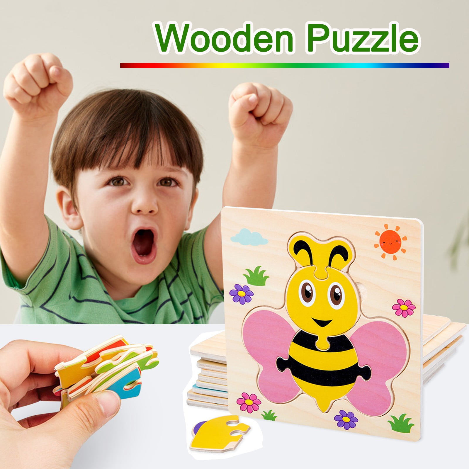 STROLA Jigsaw Puzzles,Chi-ldren's Tangram Wooden Snap Puzzle 1 Piece ...
