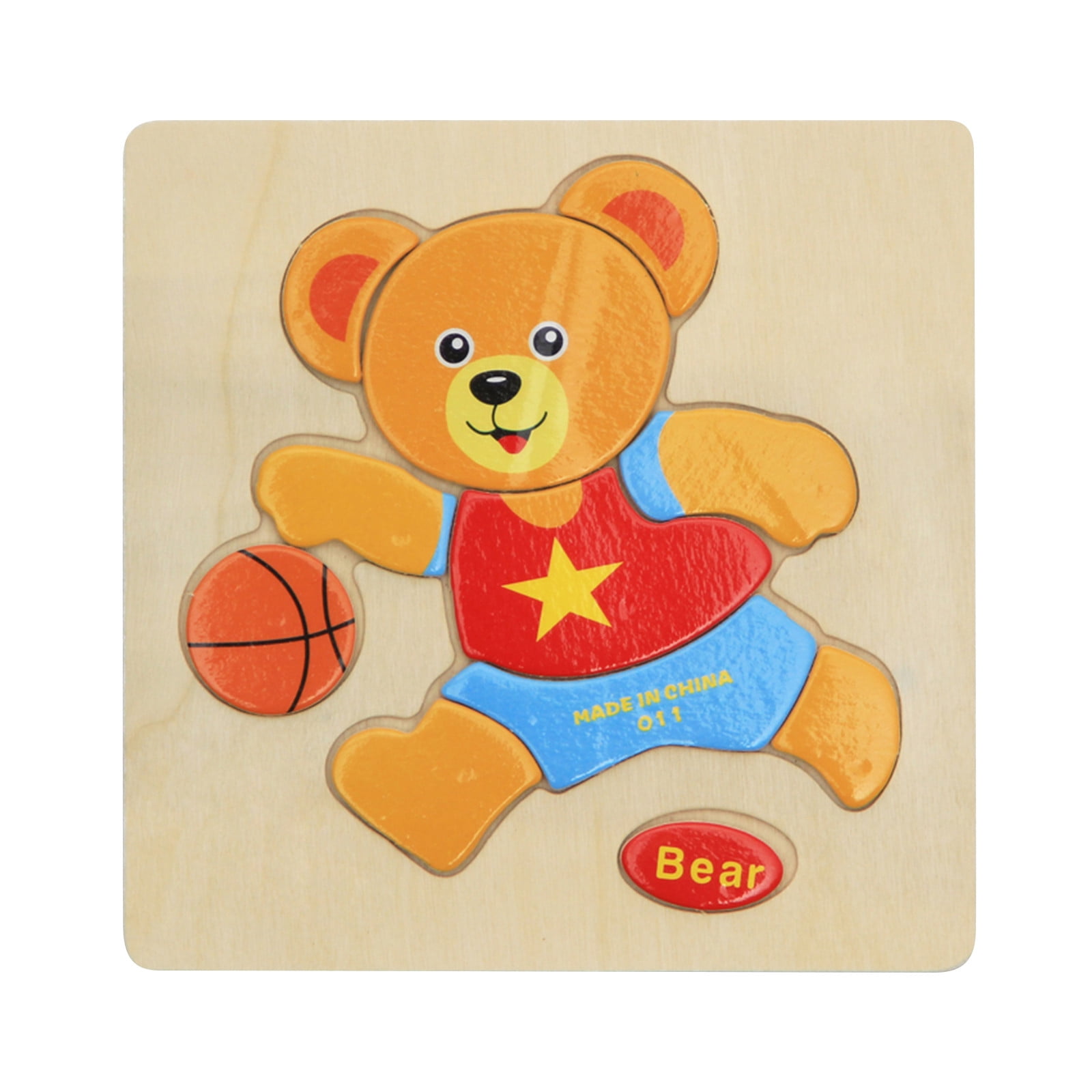 STROLA Jigsaw Puzzles,Children's Wooden Cartoon Animal 3D Puzzle Toys 3 ...