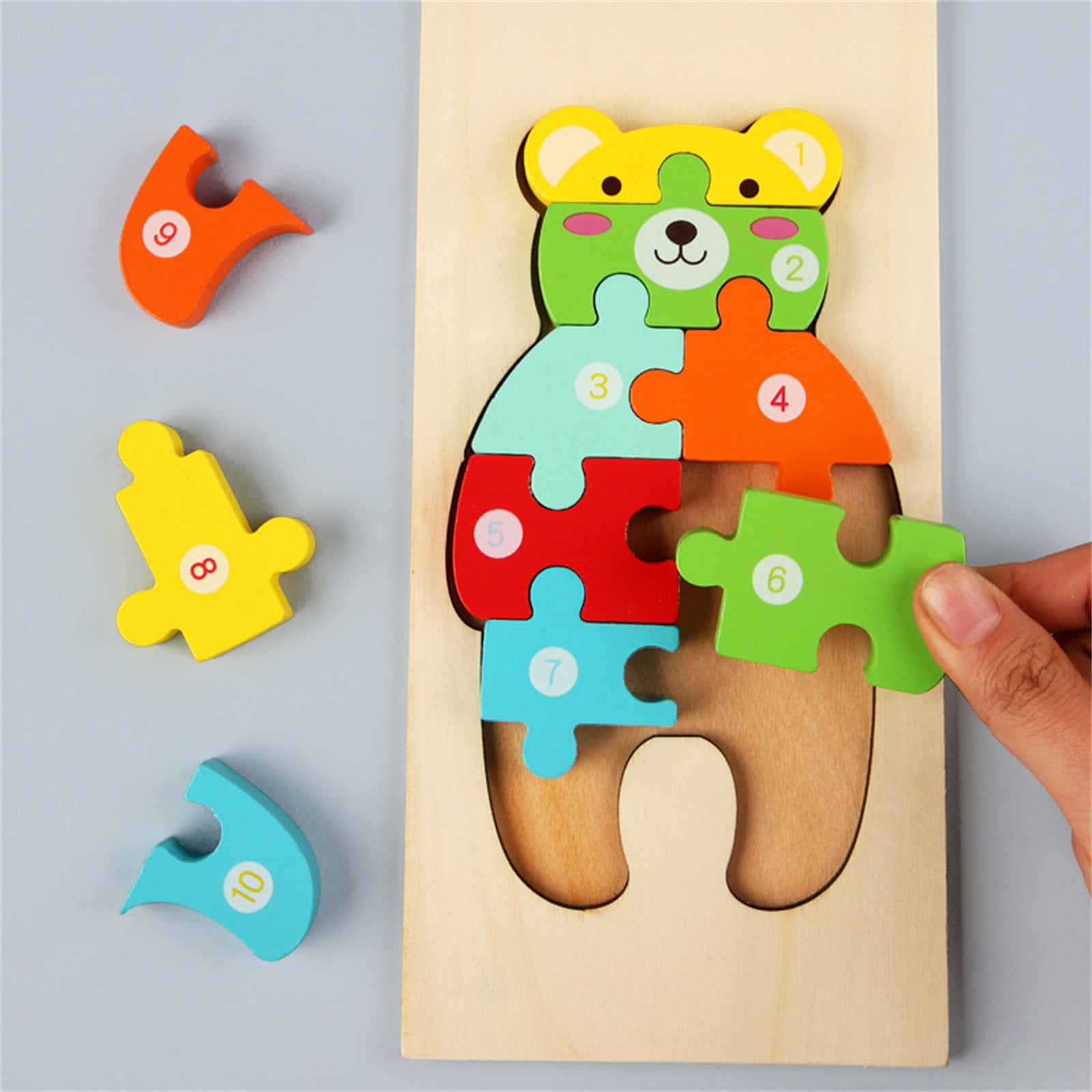 STROLA Puzzle Board,3D Children's Wooden Puzzle Toys-Bear - Walmart.com