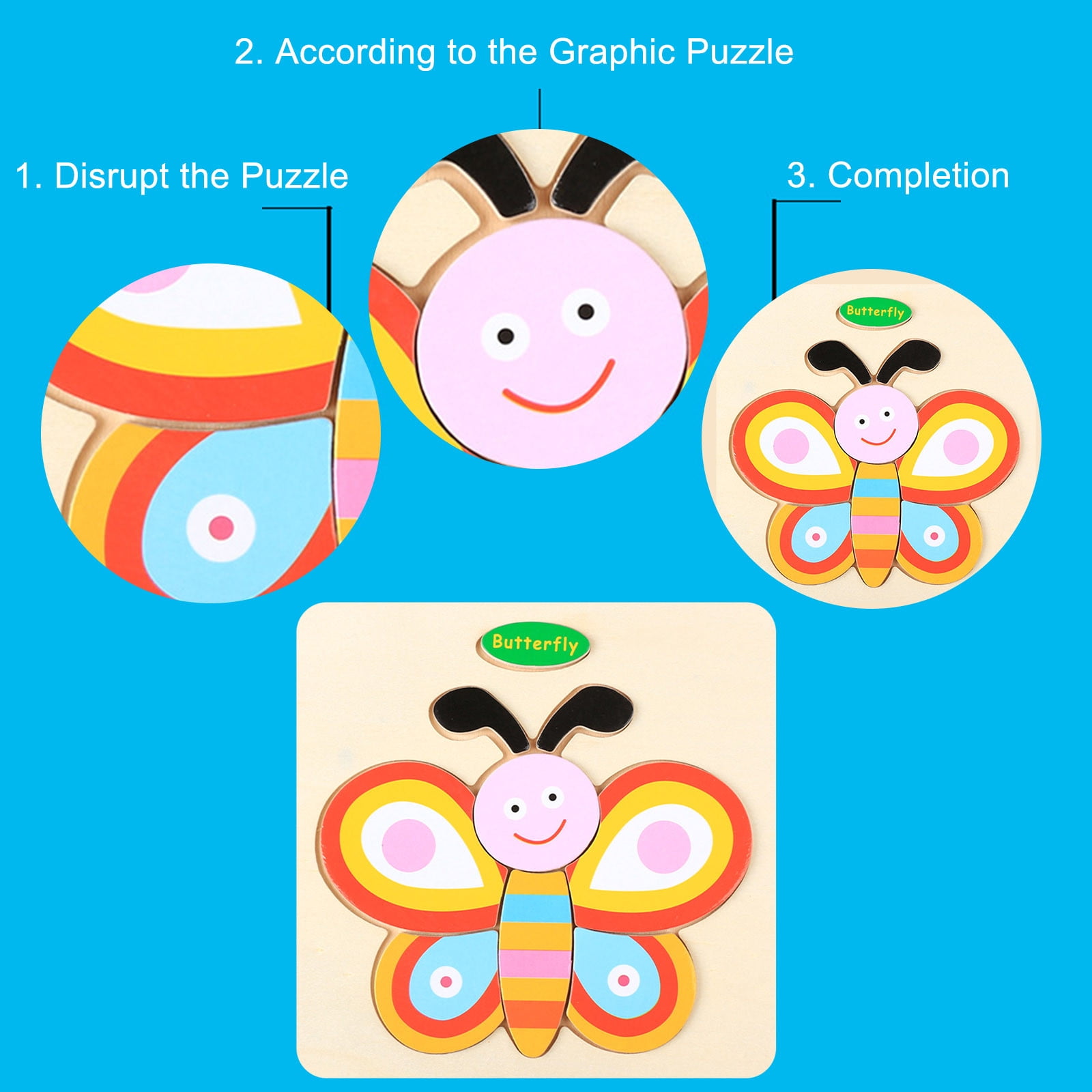 STROLA Puzzle Board,Wooden Puzzles For Toddlers Shape Montessori Toy ...