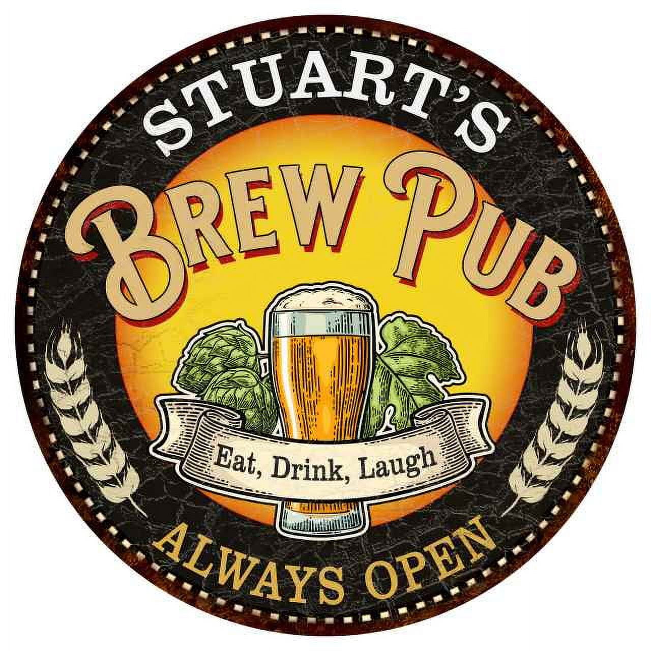 STUART'S Beer Pub Man Cave Metal Sign Home Decor 14 inch Round ...