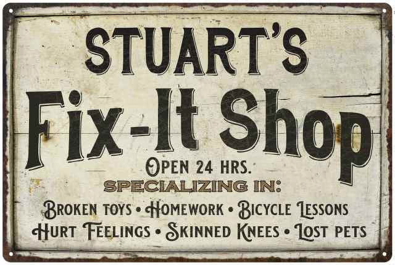 STUART'S Fix-It Shop Sign Grandpa Dad Wall Decor Gift 8x12 Metal ...