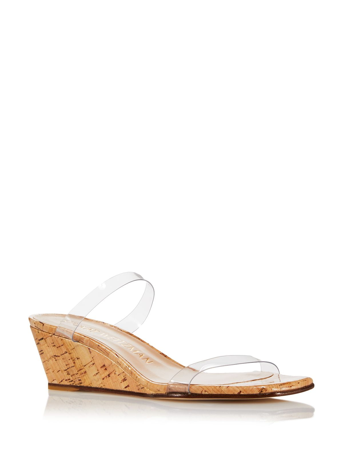 STUART WEITZMAN Womens Clear Clear Cork Wedge Comfort Padded Aleena ...