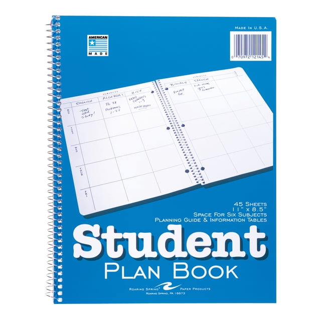 STUDENT PLAN BOOK 11"x8.5" WEEKLY FORMAT - Walmart.com