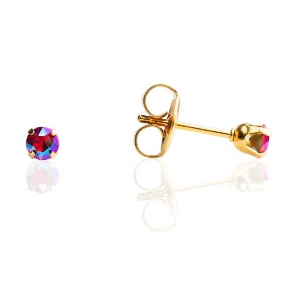 STUDEX Sensitive Light Siam Crystal Shimmers Stud Earrings 3mm | Gold ...