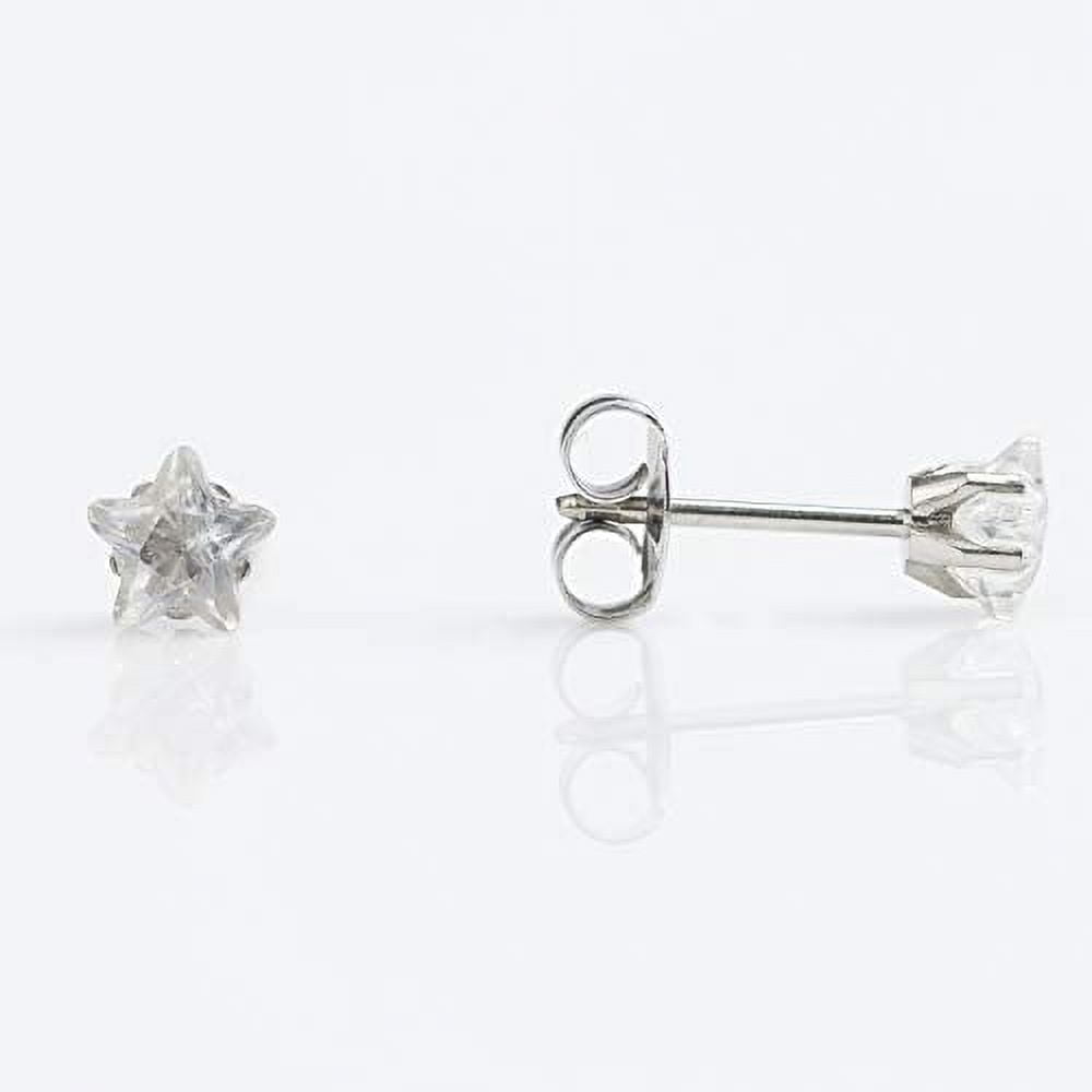 STUDEX Sensitive Star Cut Cubic Zirconia Stud Earrings 5mm ...