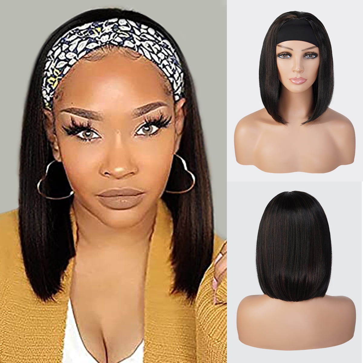STUDIOCUT BY PROS Headband Wig Straight Quick Wrap Headband Wig 12 inch ...