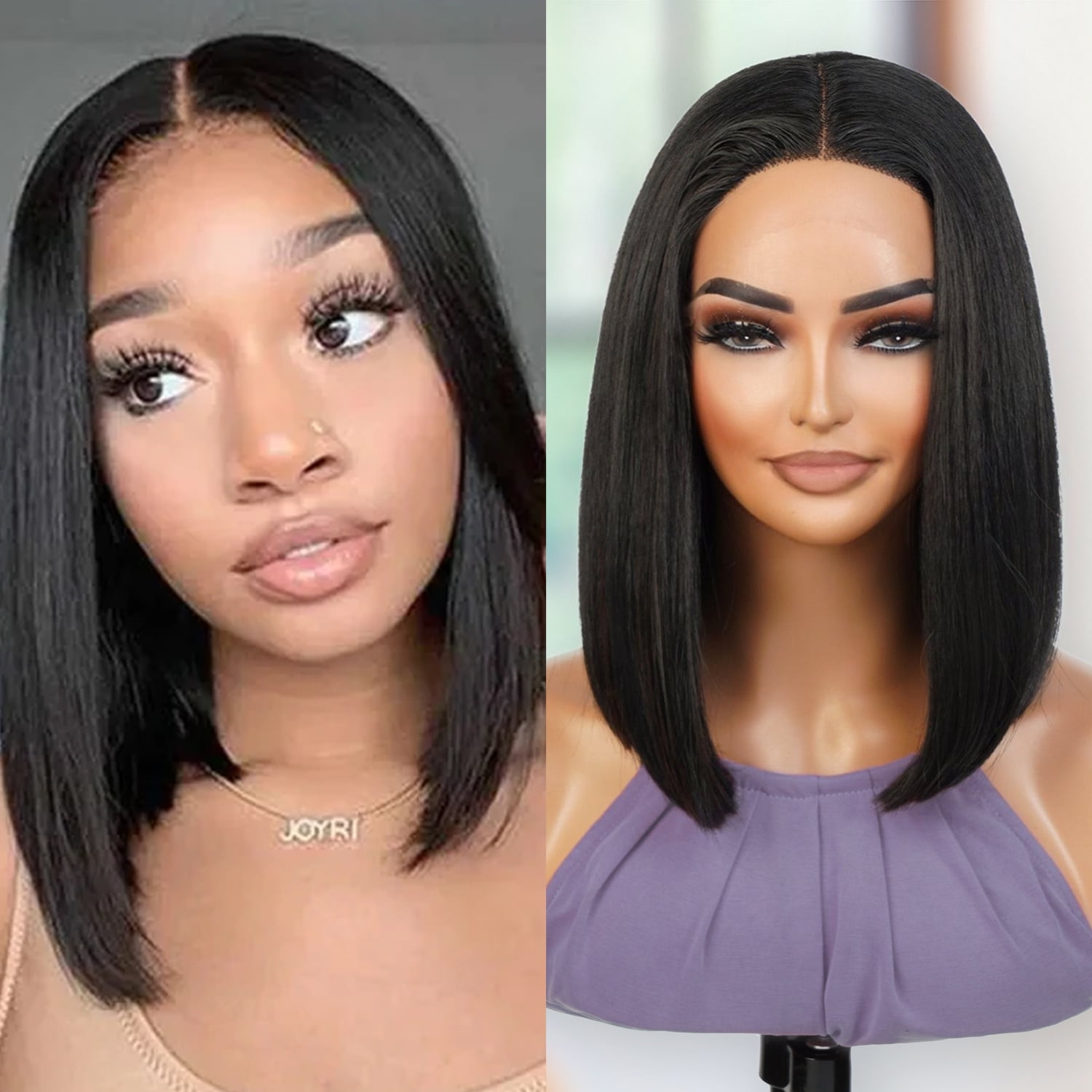 STUDIOCUT BY PROS Medium Blunt Bob Straight Wig Swiss Lace Front Wigs ...