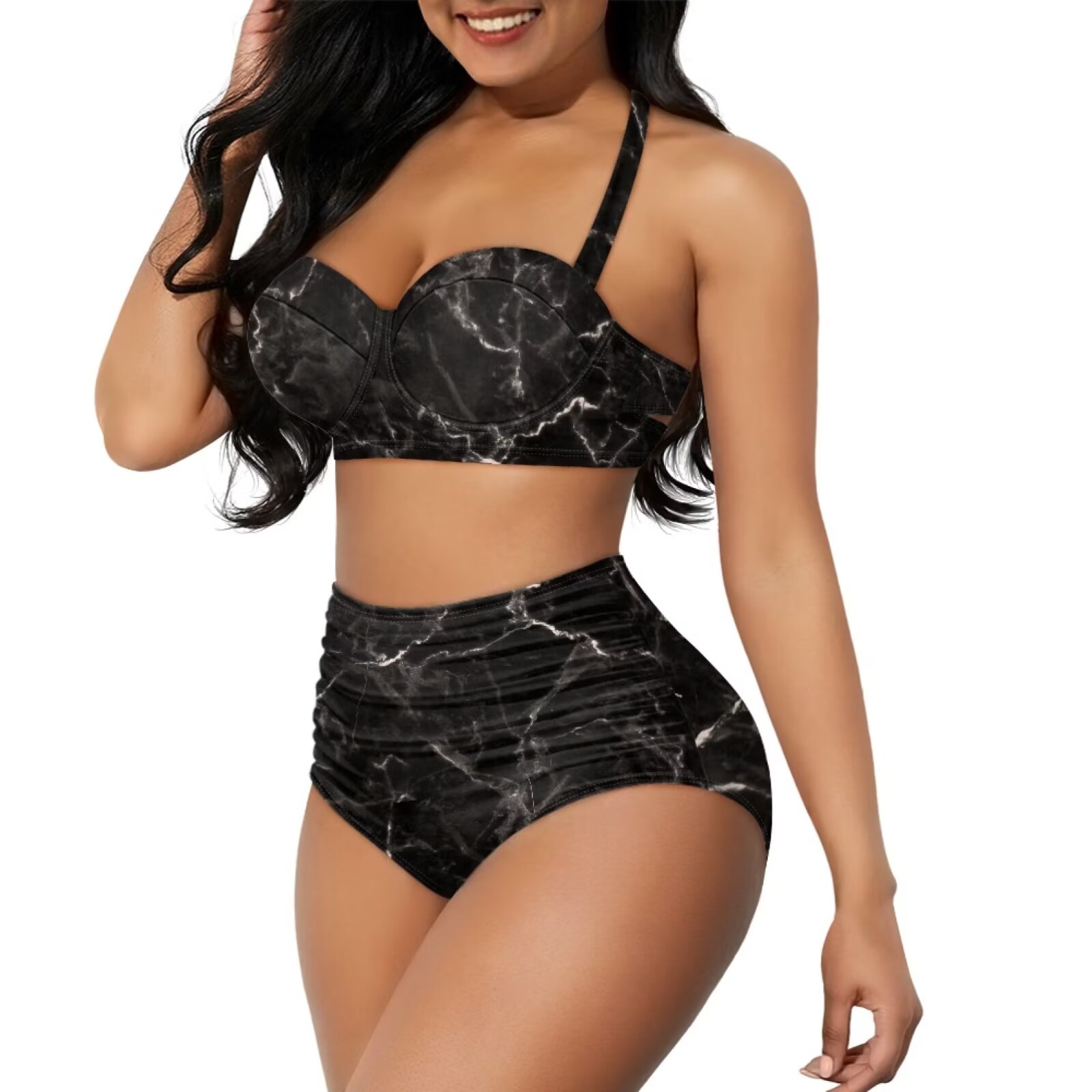 Stuoarte Black Bikinis Sets With Wrap Skin Friendly Halter Tie Side