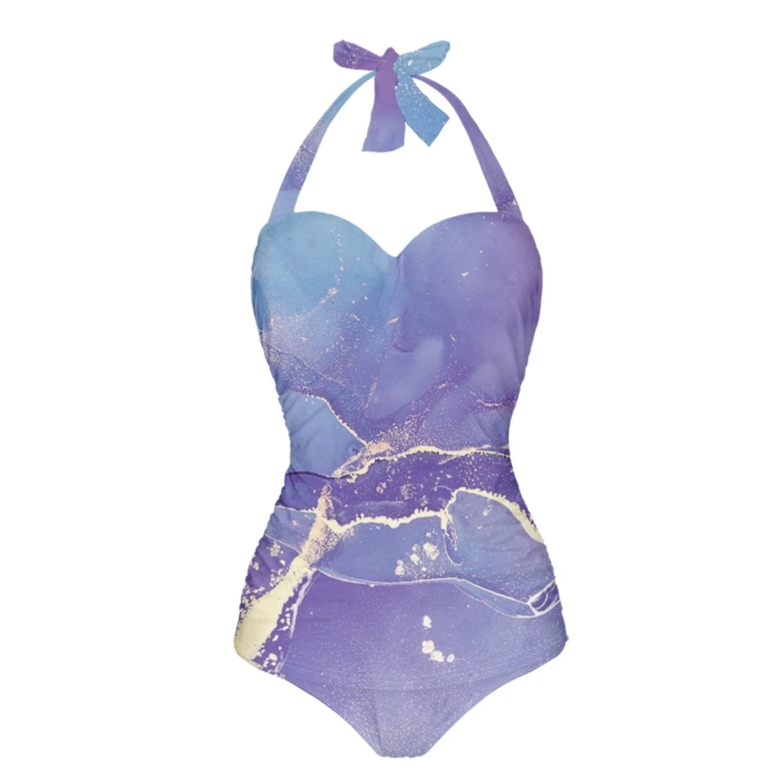 Stuoarte Fashion One Piece Bathing Suits For Women Halter Ruched