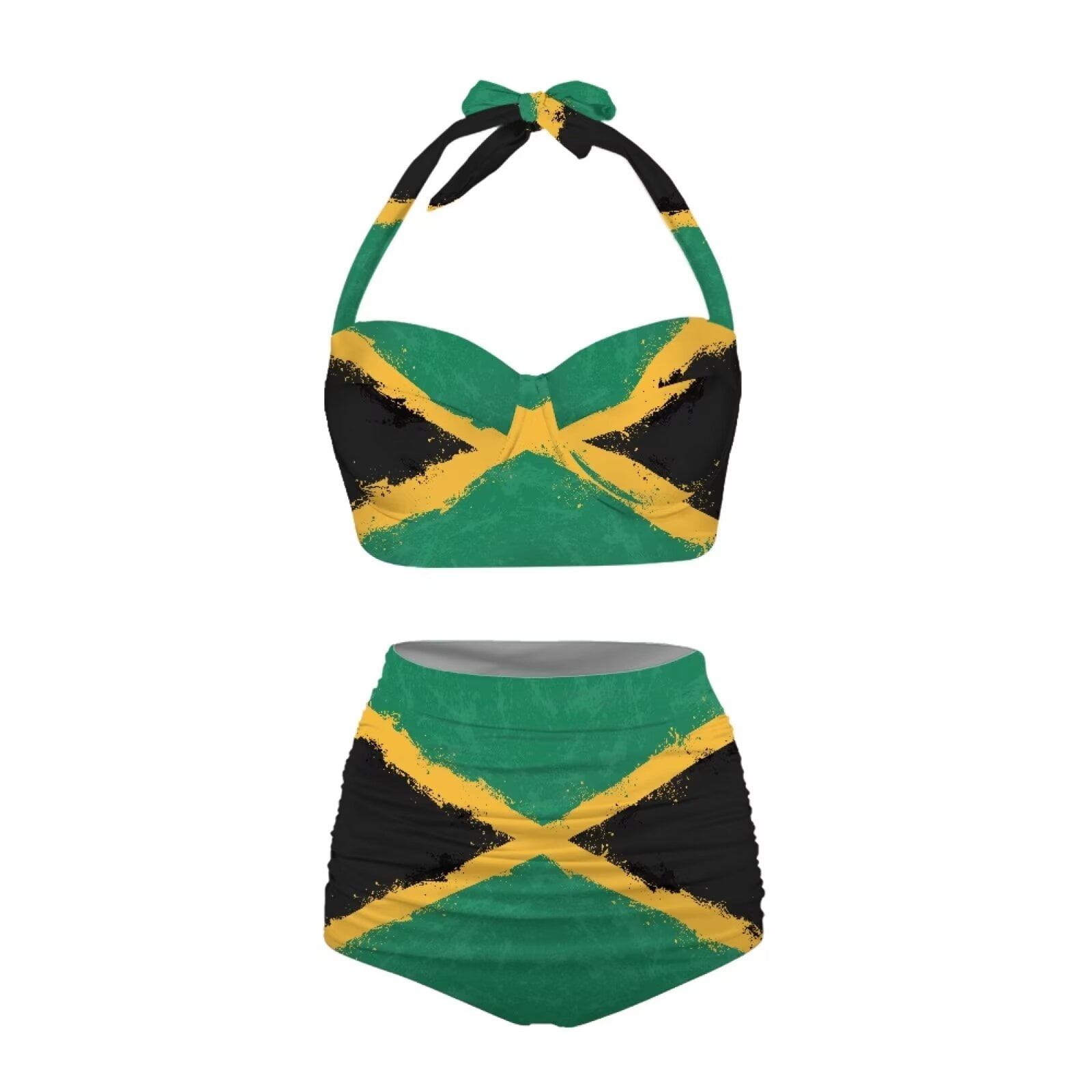 Stuoarte Jamaican Flag Women Tankini Swimsuits 2 Piece Casual Halter